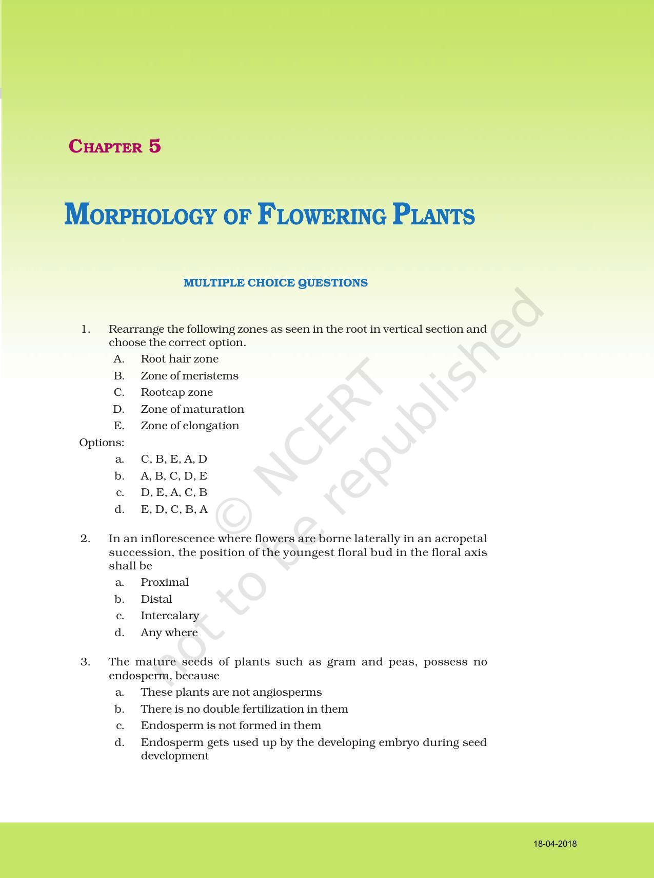 NCERT Exemplar Book for Class 11 Biology Chapter 5 Morphology of Flowering Plants