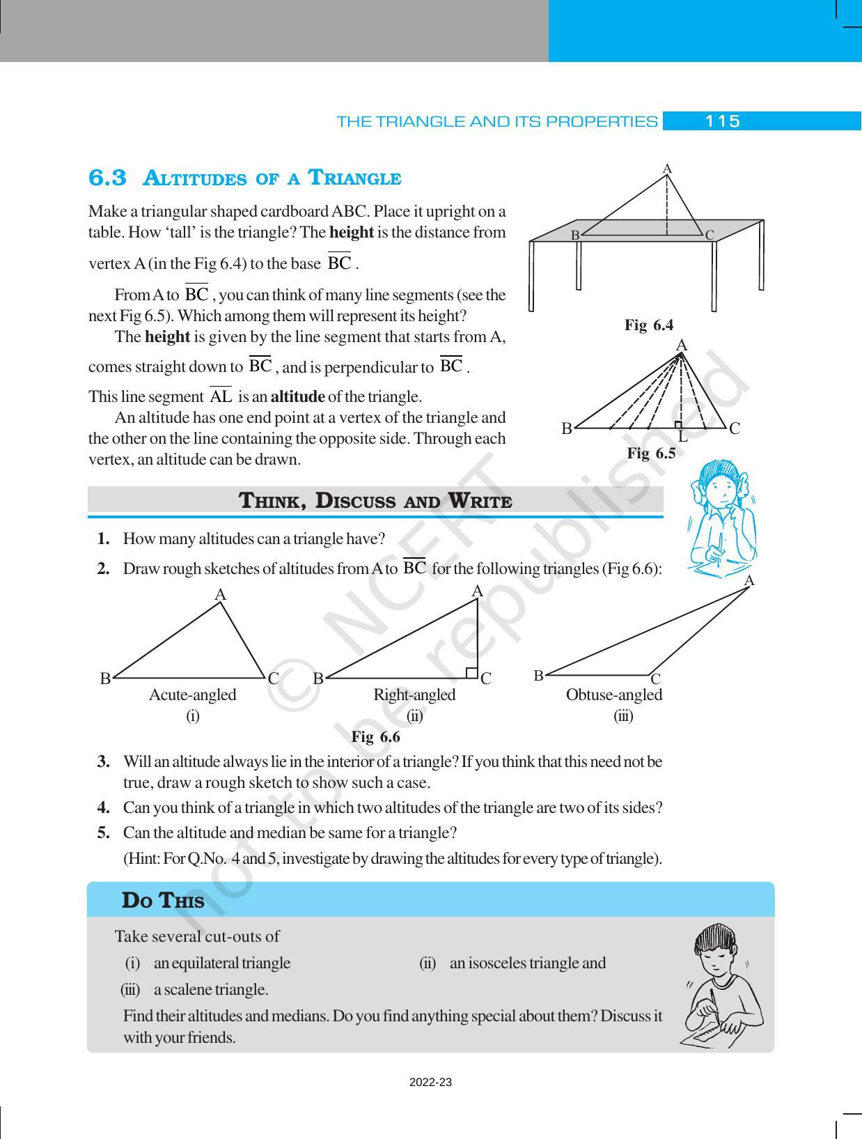 NCERT Book for Class 7 Maths: Chapter 6-The Triangles and Their ...