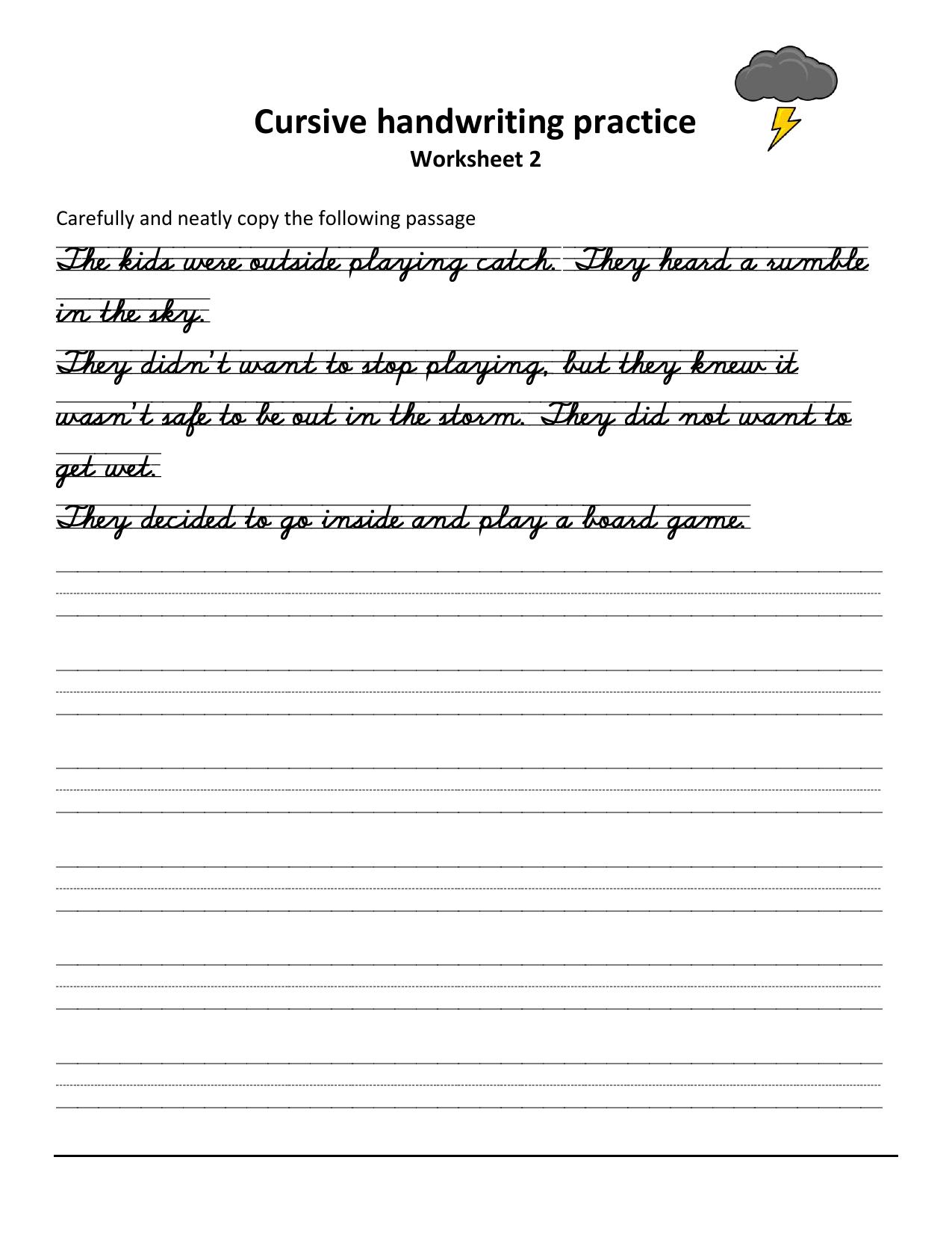 Cursive Passages Worksheets - IndCareer Docs