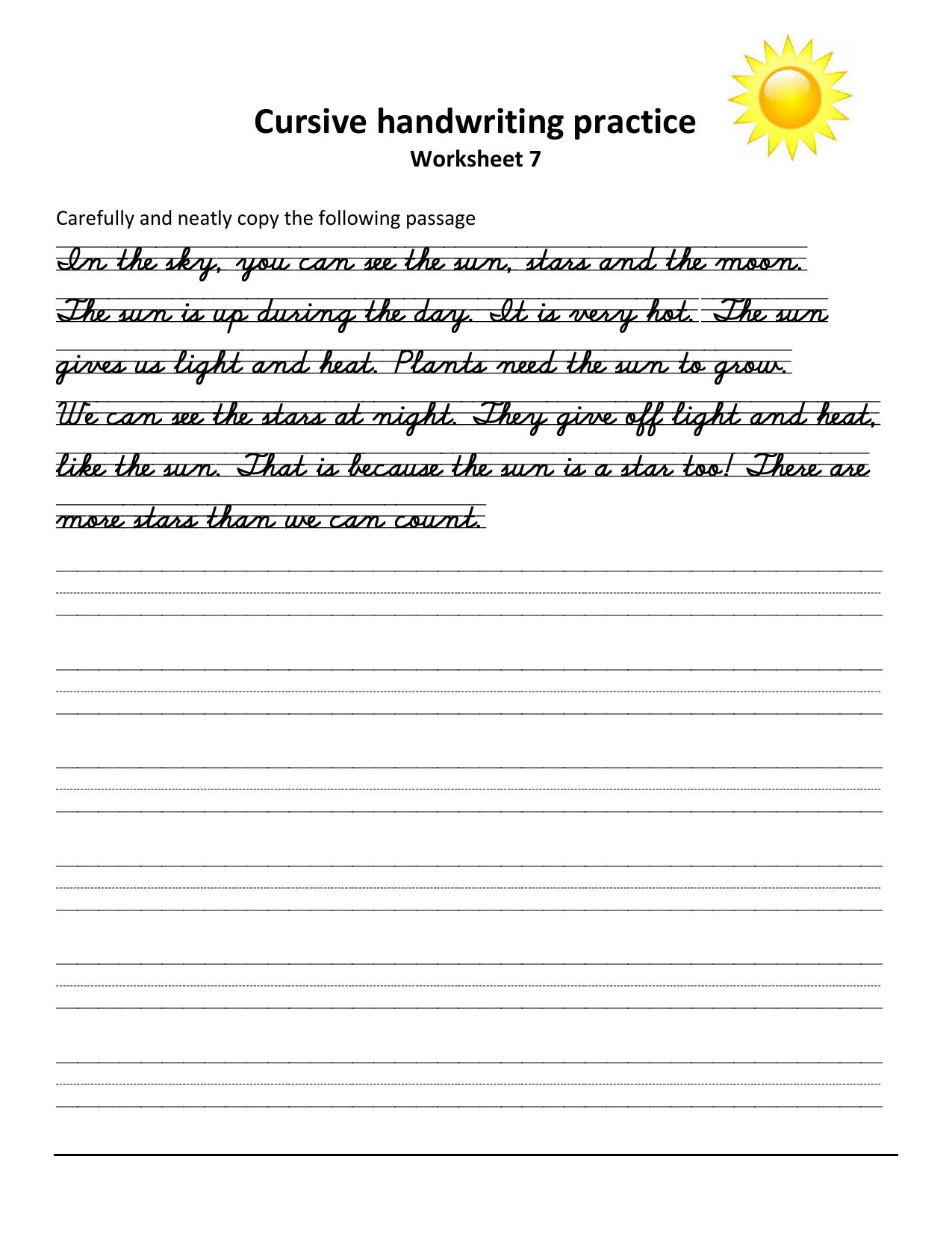Cursive Passages Worksheets - IndCareer Docs