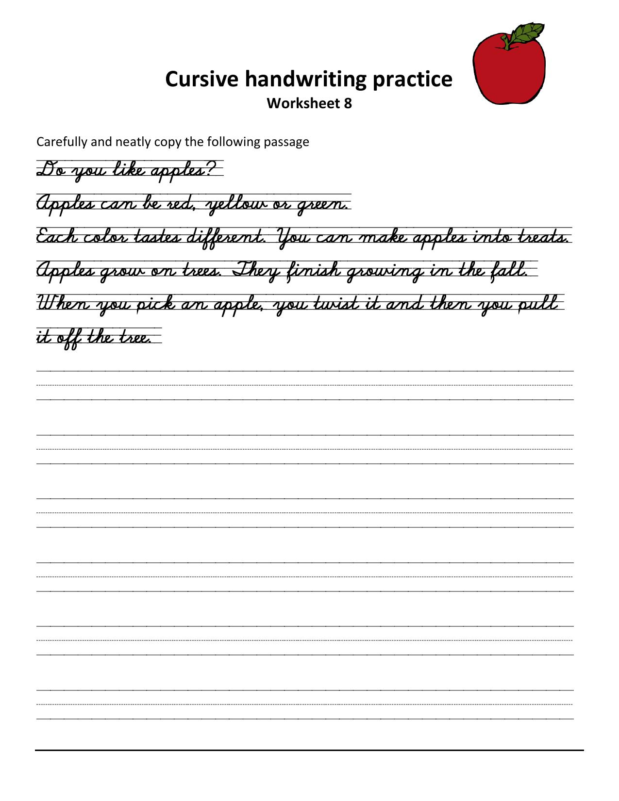 Cursive Passages Worksheets - IndCareer Docs