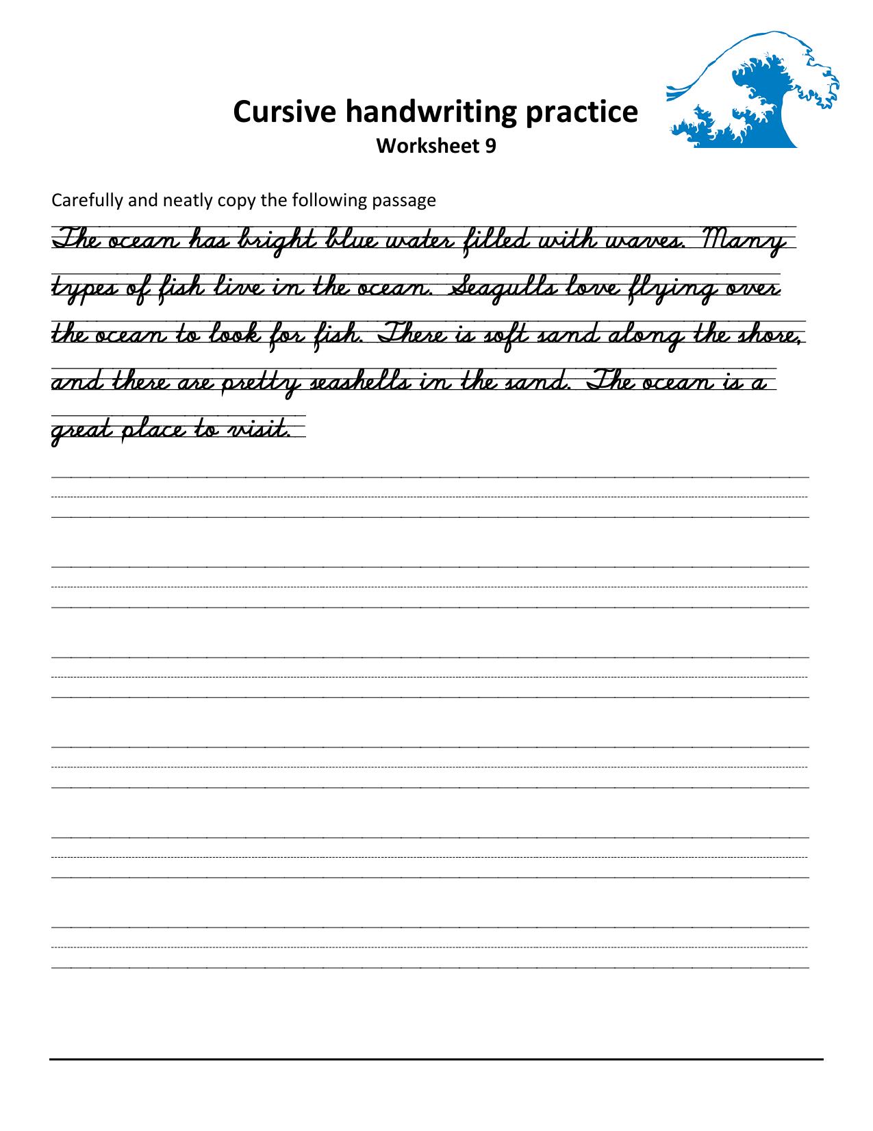 Cursive Passages Worksheets - IndCareer Docs