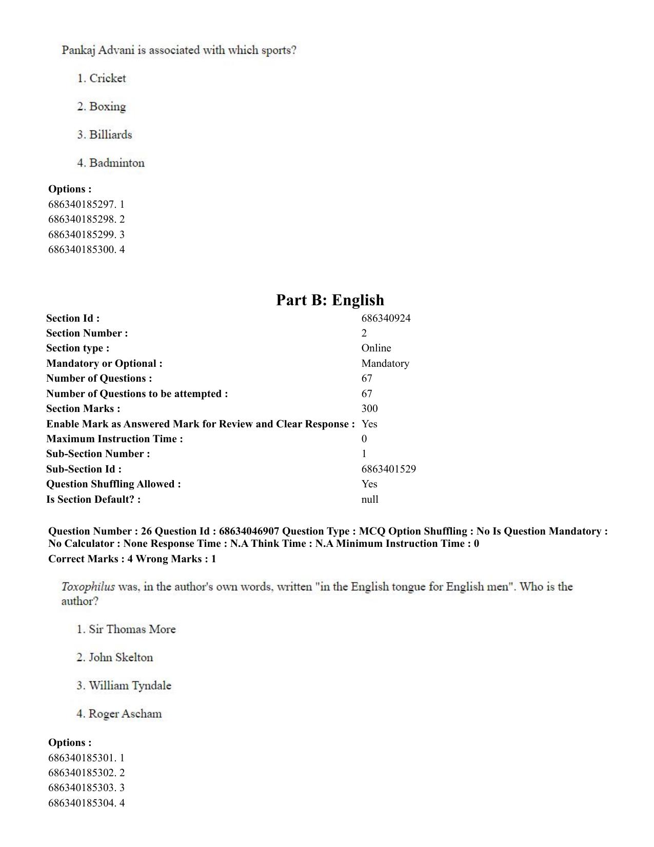 CUET PG 2023: LAQP01 – English (Eng)-shift 2 (30-06-2023) Question ...