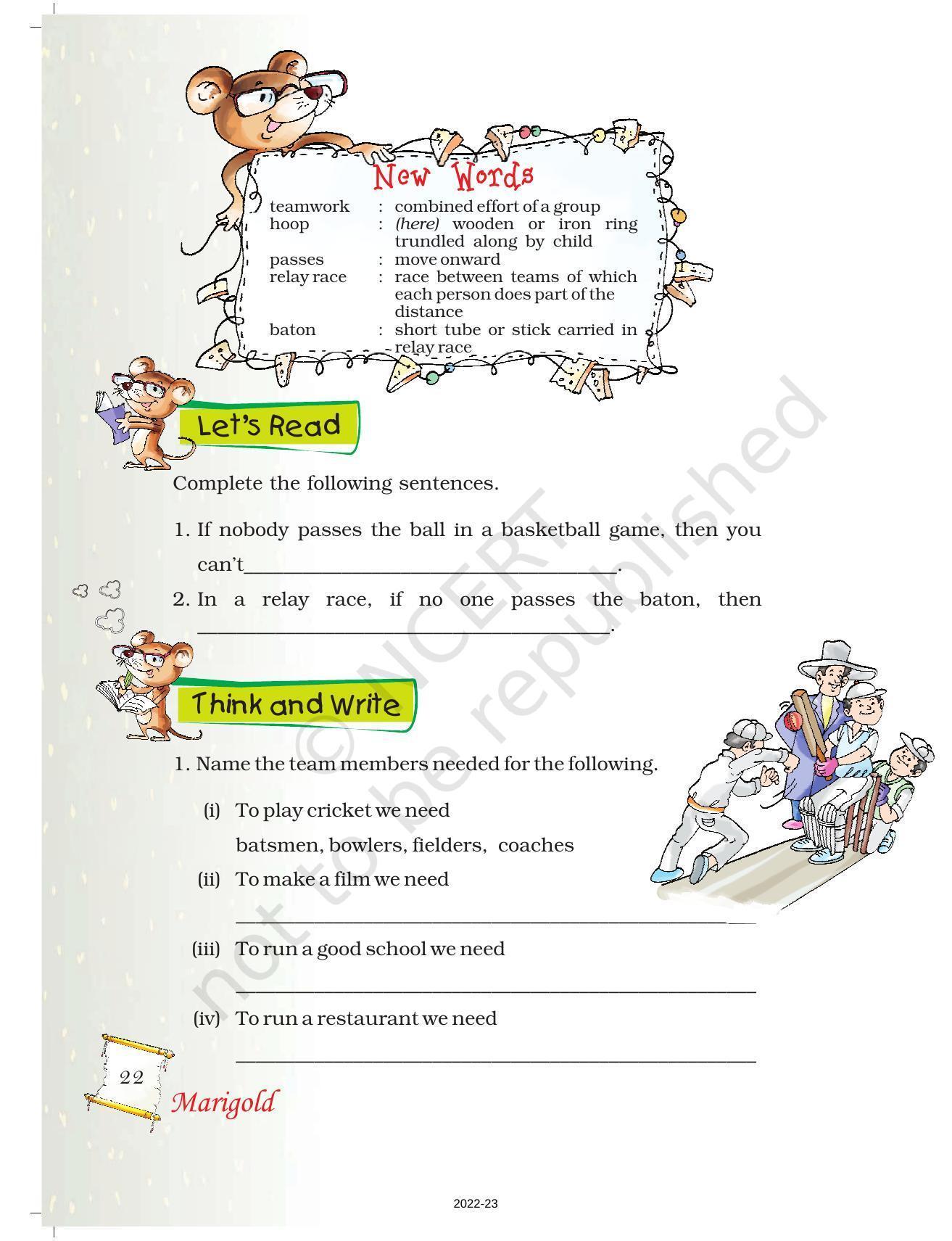 NCERT Book for Class 5 English Chapter 2 Teamwork - IndCareer Schools