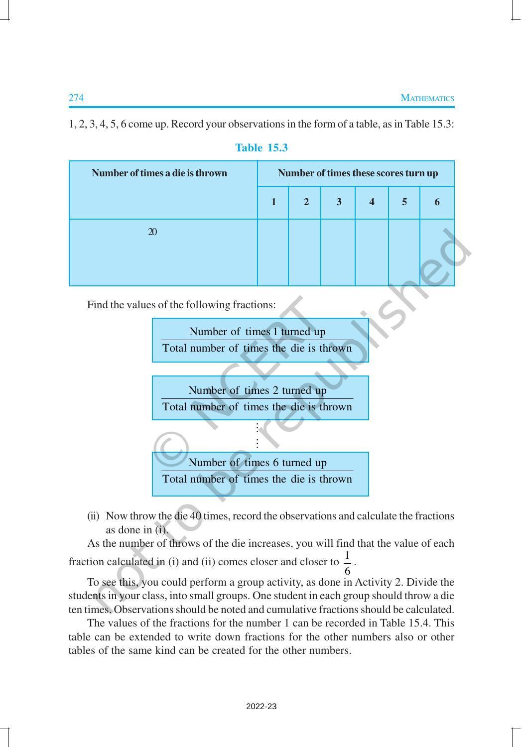 NCERT Book for Class 9 Maths Chapter 15 Probability