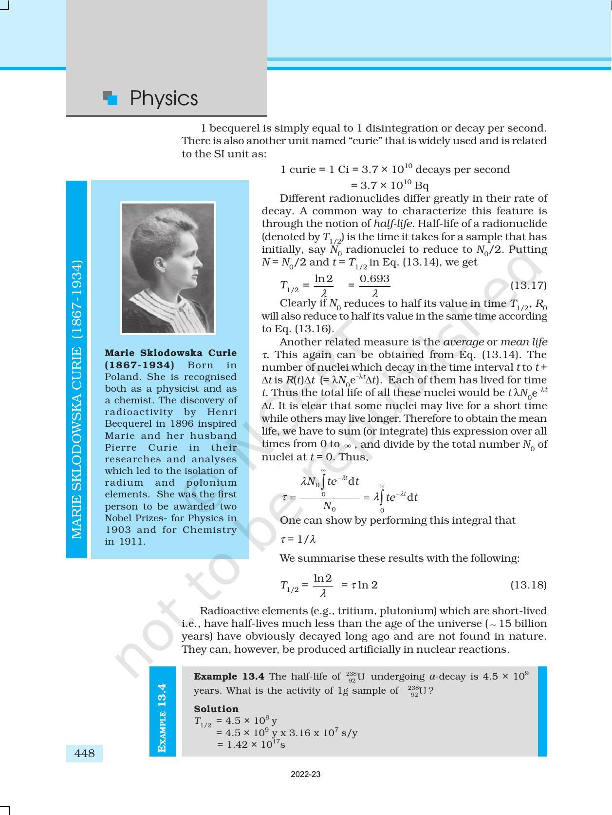 NCERT Book for Class 12 Physics Chapter 13 Nuclei - IndCareer Docs