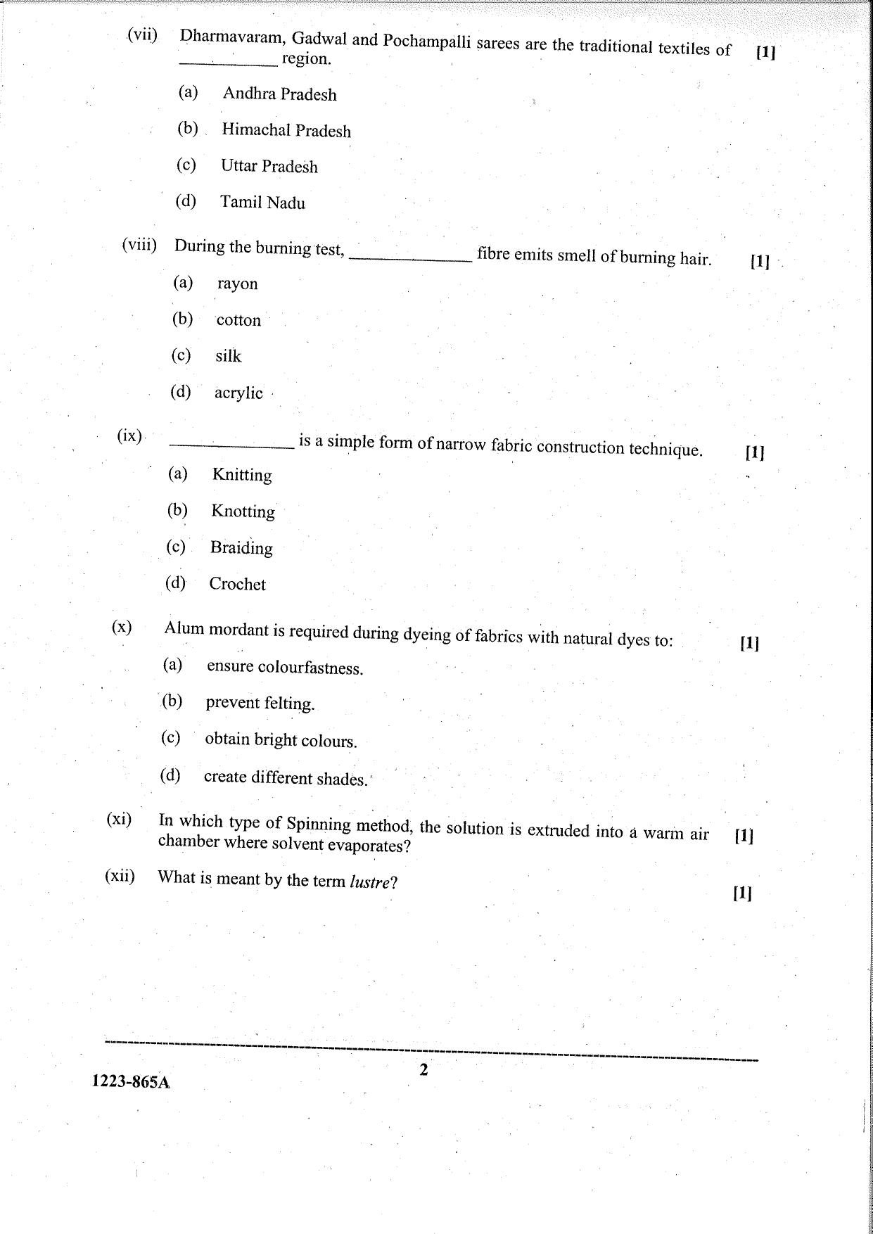 ISC Class 12 Fashion Designing 2023 Question Paper - IndCareer Docs