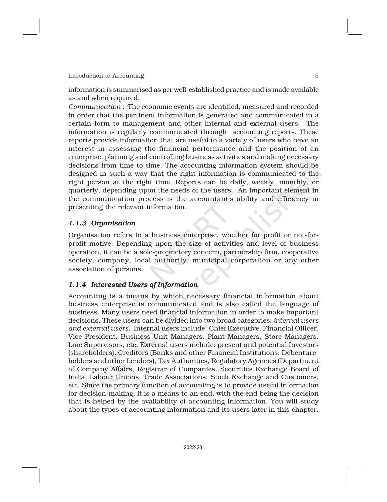 Ncert Book For Class 11 Accountancy Chapter 2 Introduction