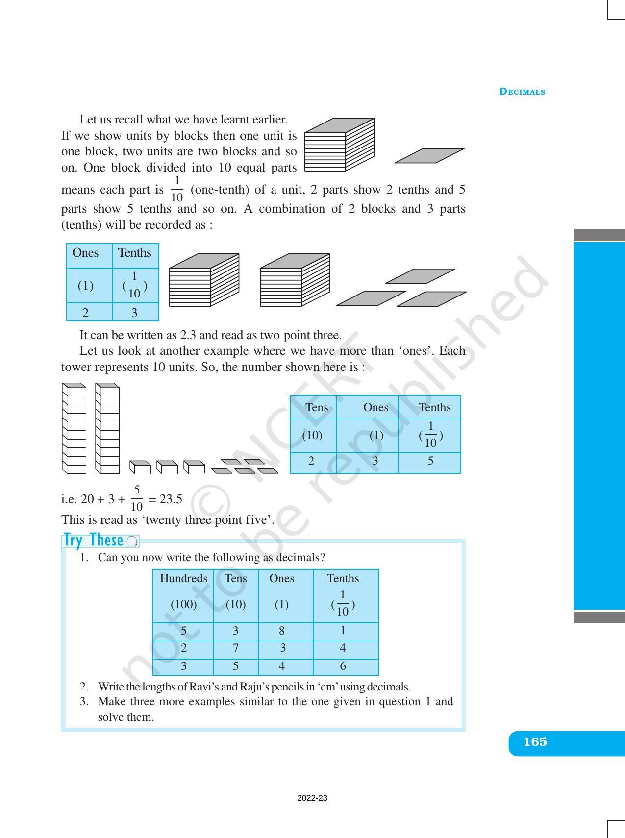 NCERT Book for Class 6 Maths: Chapter 8-Decimals - IndCareer Schools