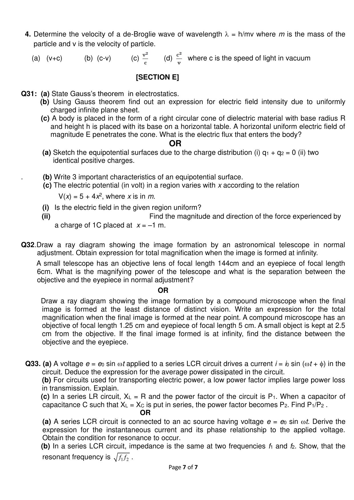 CBSE Class 12 Physics SET 2 Practice Questions 2023-24 - IndCareer Docs