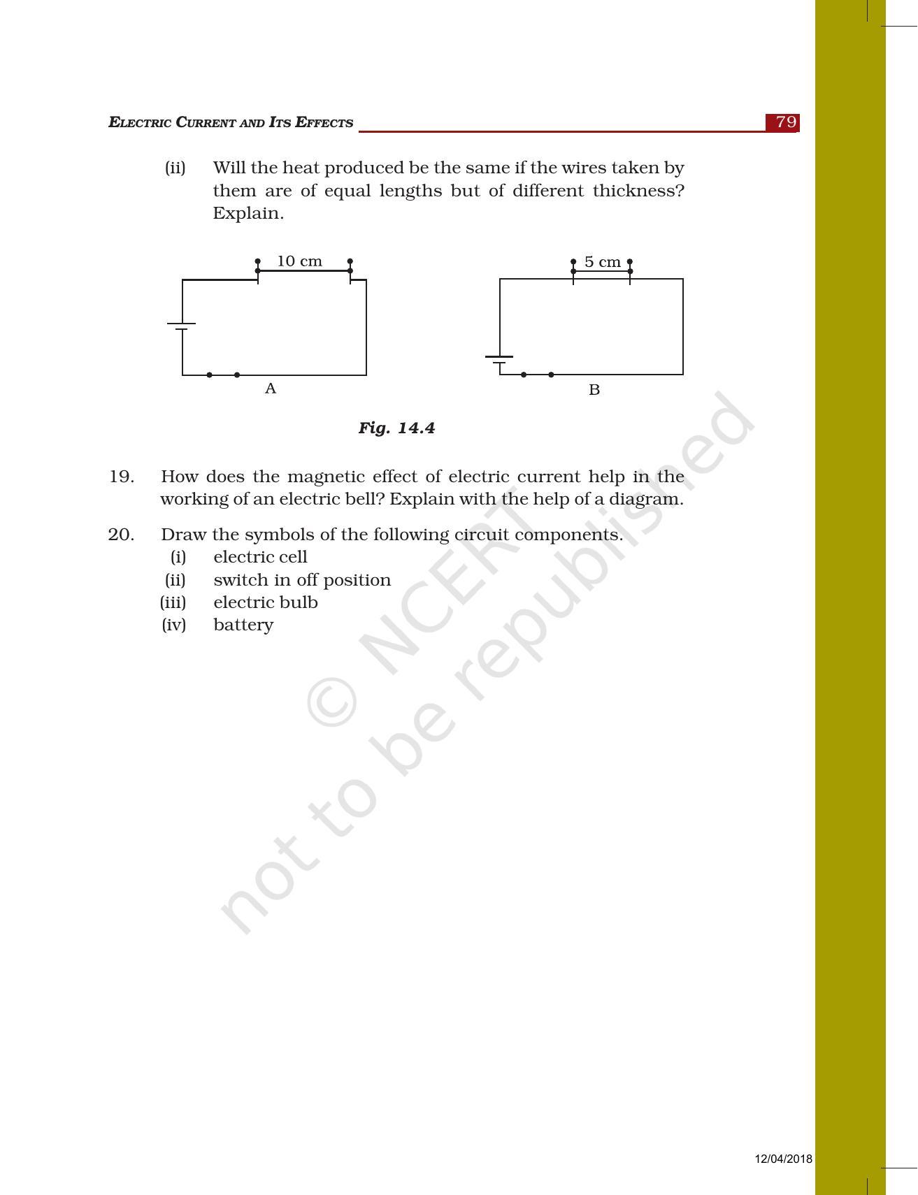 NCERT Exemplar Book For Class 7 Science Chapter 14 Electric Current NCERT Exemplar Book For Class 7 Science Chapter 14 Electric Current