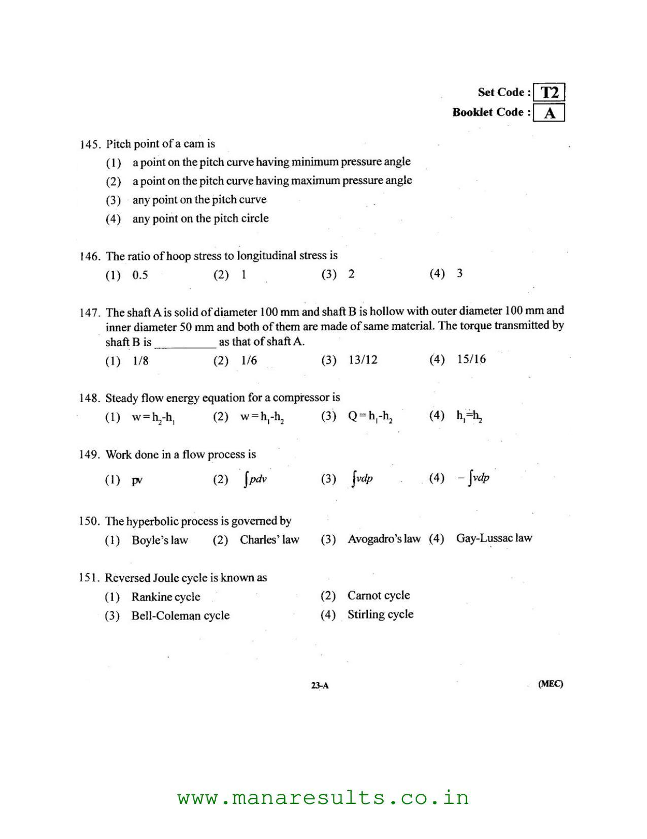 AP ECET 2016 Mechanical Engineering Old Previous Question Papers ...
