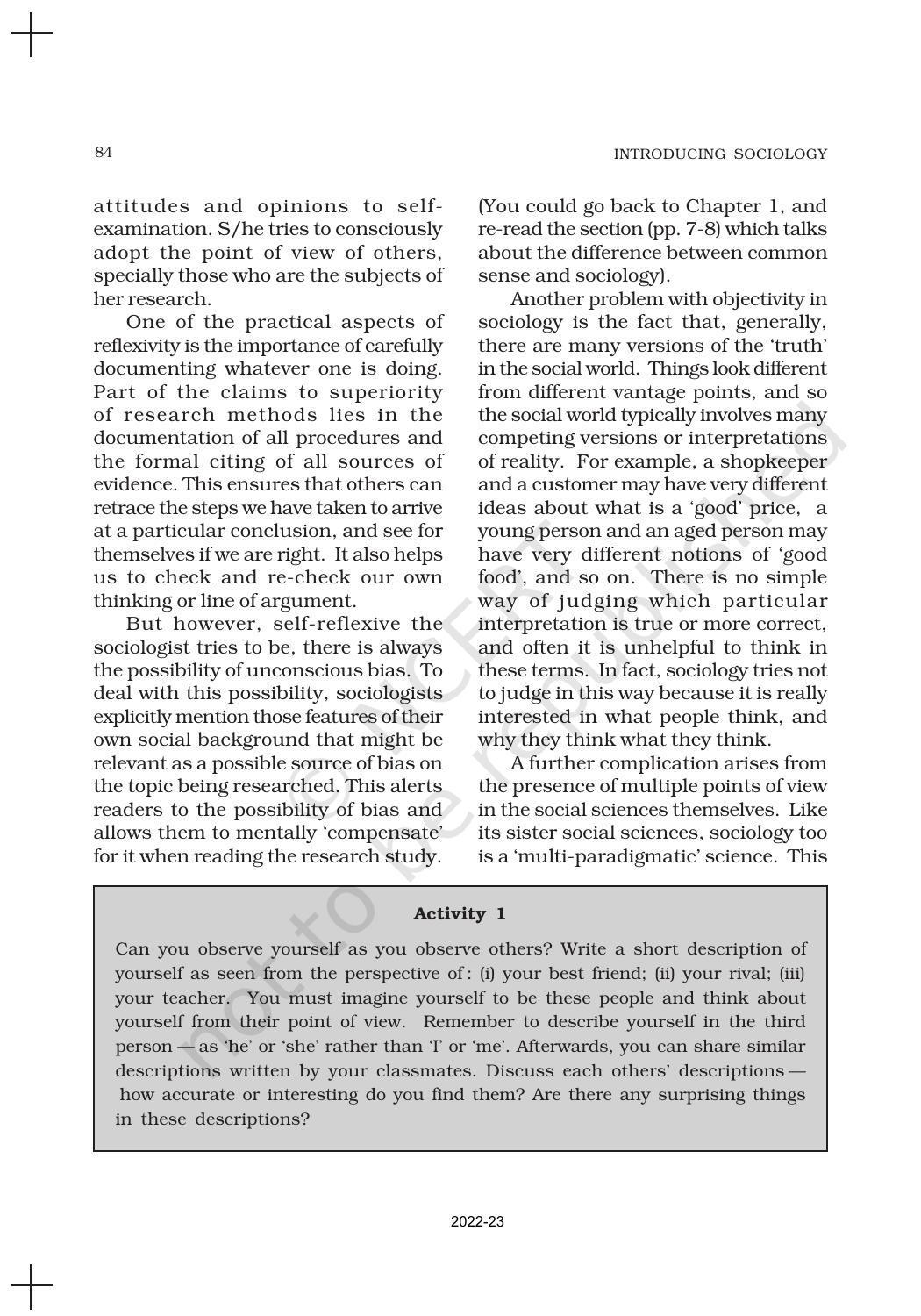 Ncert Book For Class 11 Sociology Chapter 5 Doing Sociology