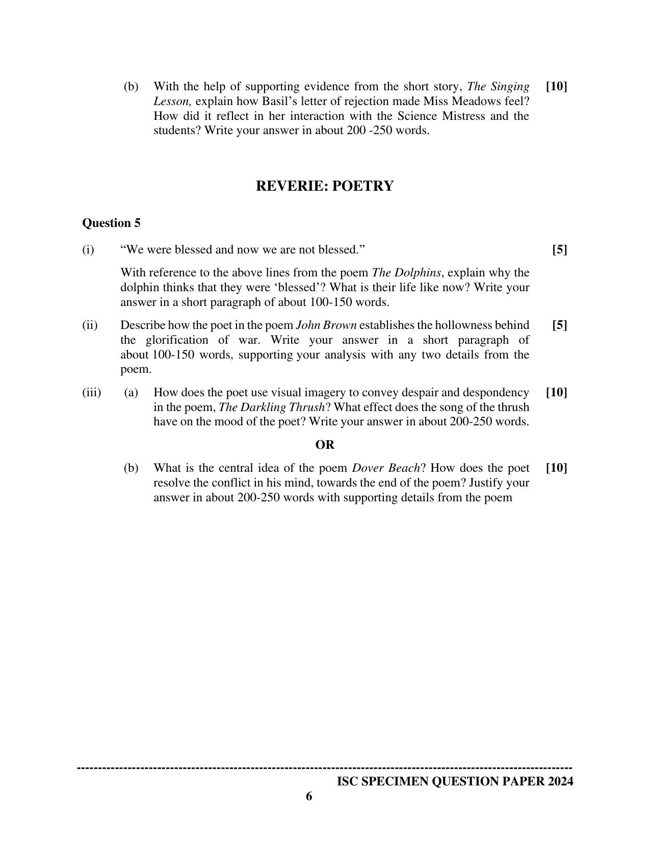 ISC Class 12 English Literature (English Paper-2) Sample Paper ...