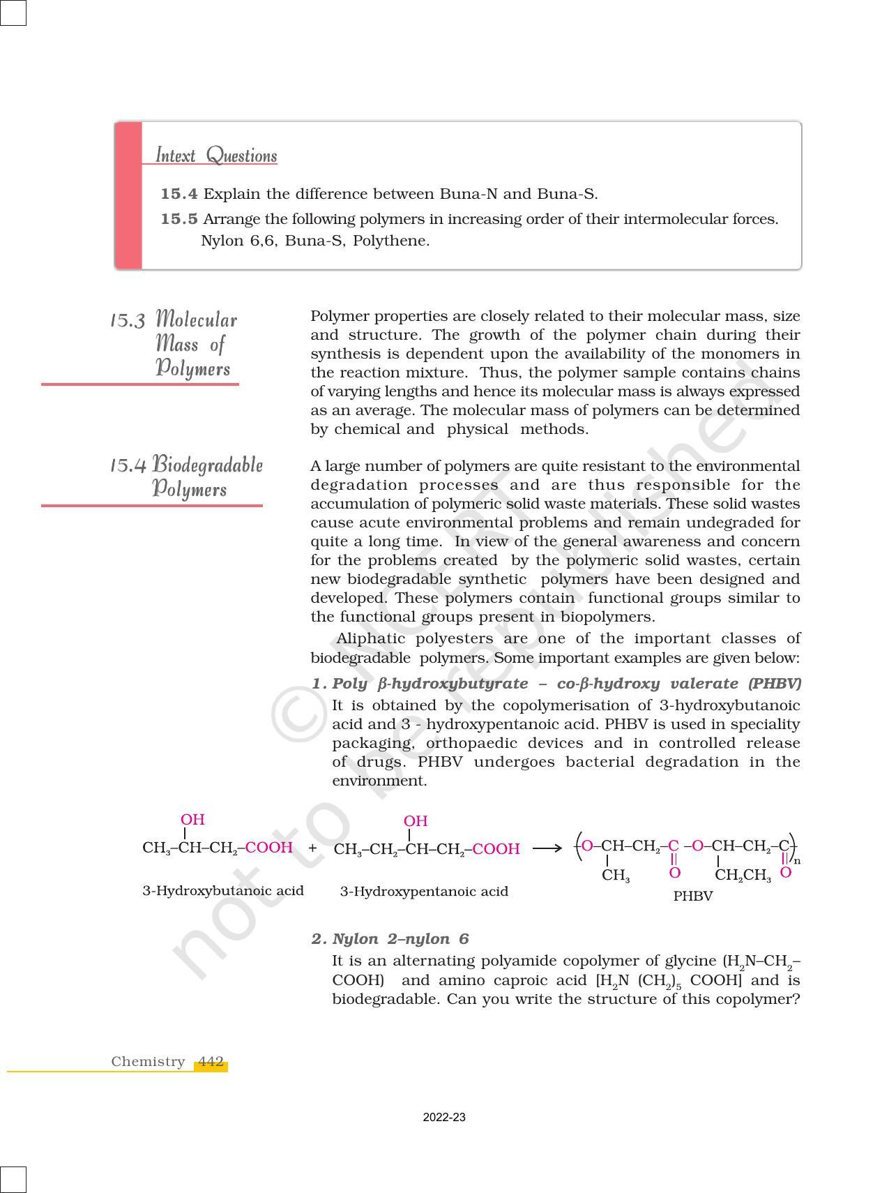 NCERT Book for Class 12 Chemistry Chapter 15 Polymers - IndCareer Docs