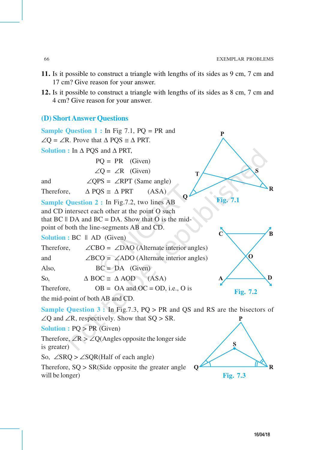 NCERT Exemplar Book for Class 9 Maths Chapter 7 Triangles