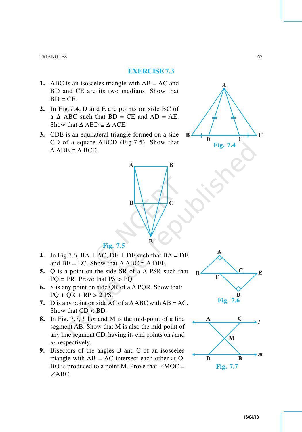 NCERT Exemplar Book for Class 9 Maths Chapter 7 Triangles