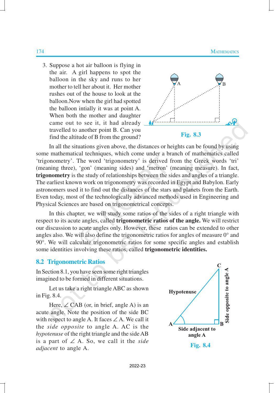 NCERT Book for Class 10 Maths Chapter 8 Introduction to Trigonometry - IndCareer Schools