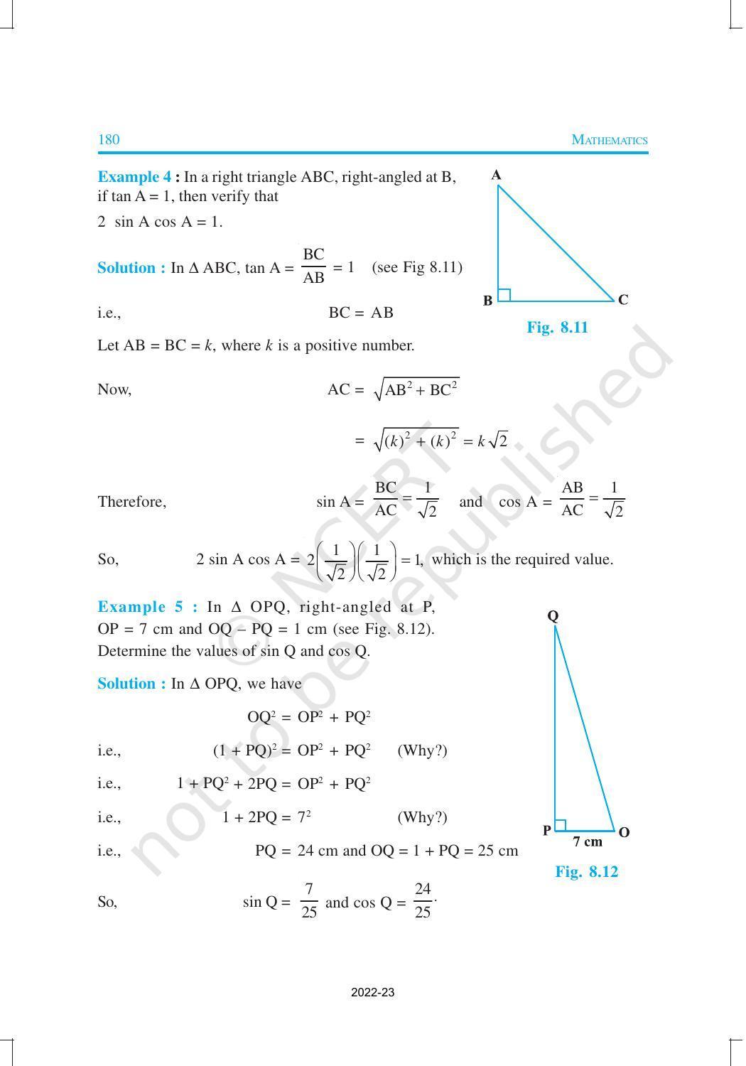 NCERT Book for Class 10 Maths Chapter 8 Introduction to Trigonometry - IndCareer Schools