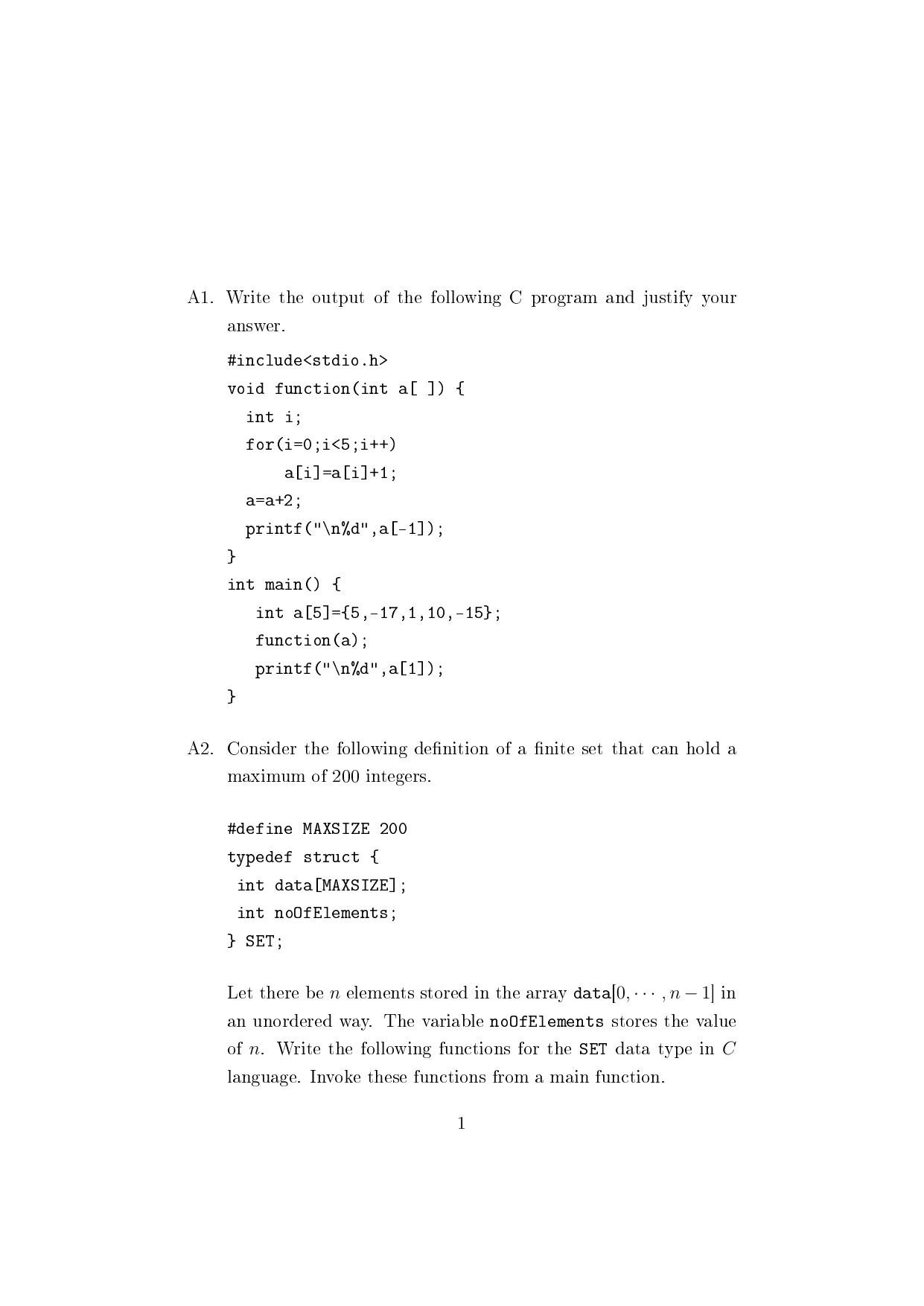 ISI Admission Test JRF in Computer Science (CSA) 2024 Sample Paper ...
