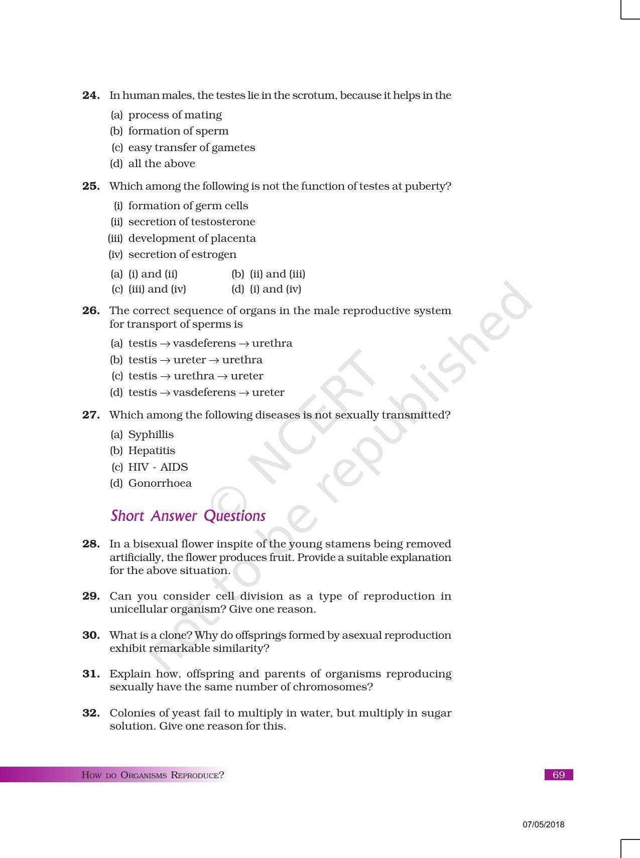 NCERT Exemplar Book for Class 10 Science Chapter 8 How do Organisms ...