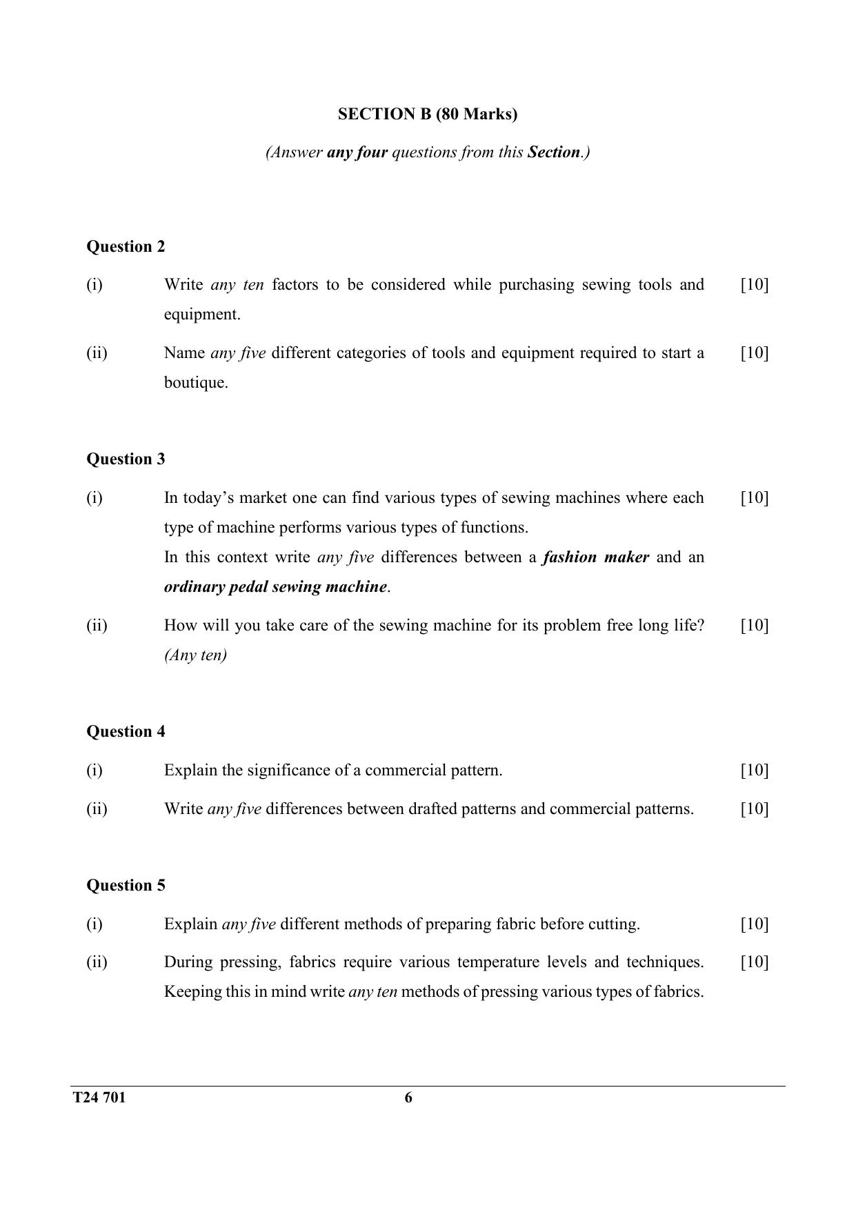 ICSE Class 10 Fashion Designing 2024 Question Paper - IndCareer Docs