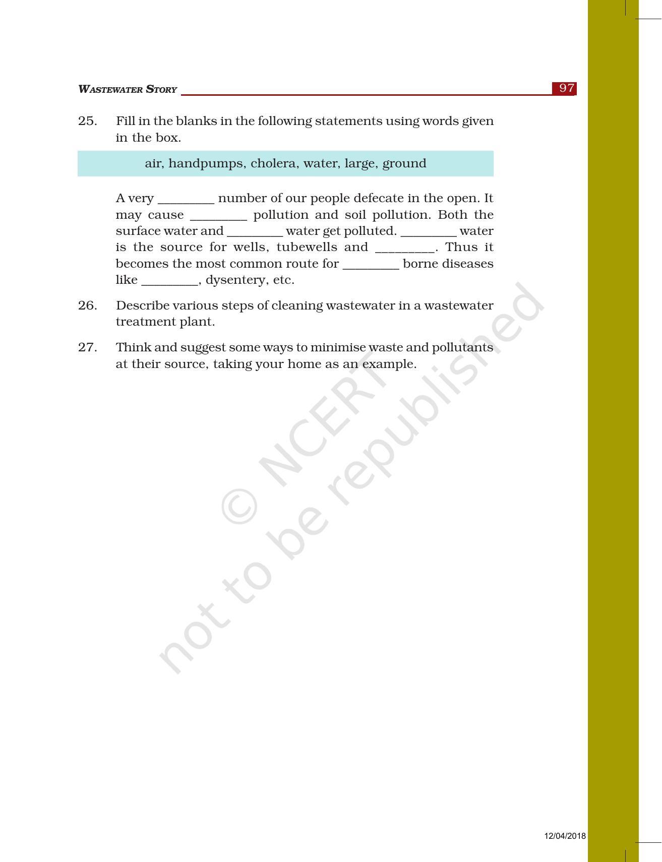 NCERT Exemplar Book for Class 7 Science Chapter 18-Wastewater Story