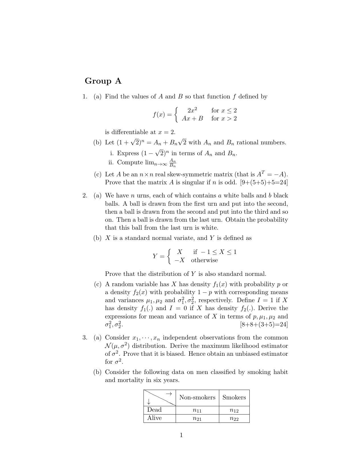 ISI Admission Test JRF in Quality, Reliability and Operations Research ...