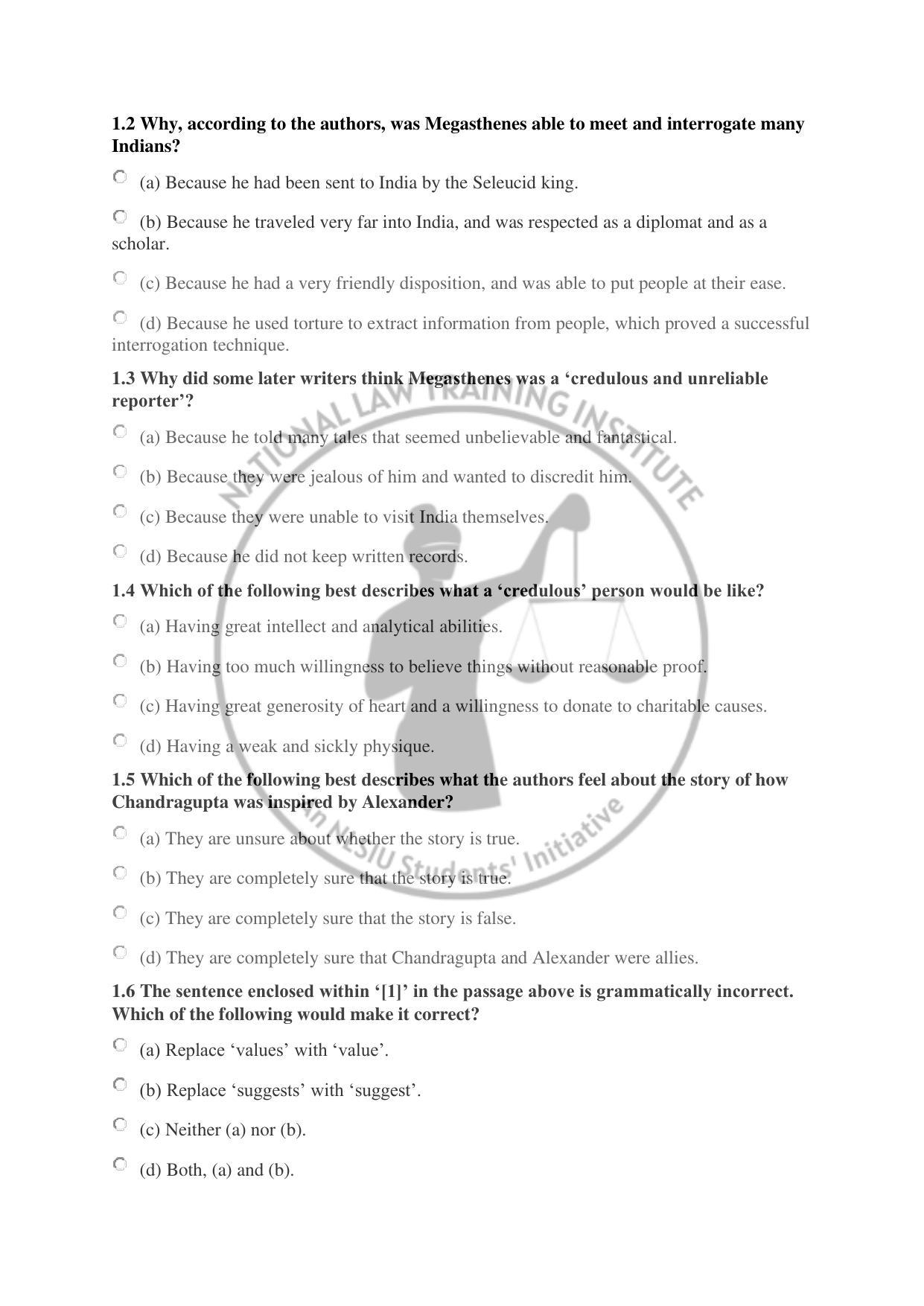 CLAT Sample Paper - IndCareer Docs