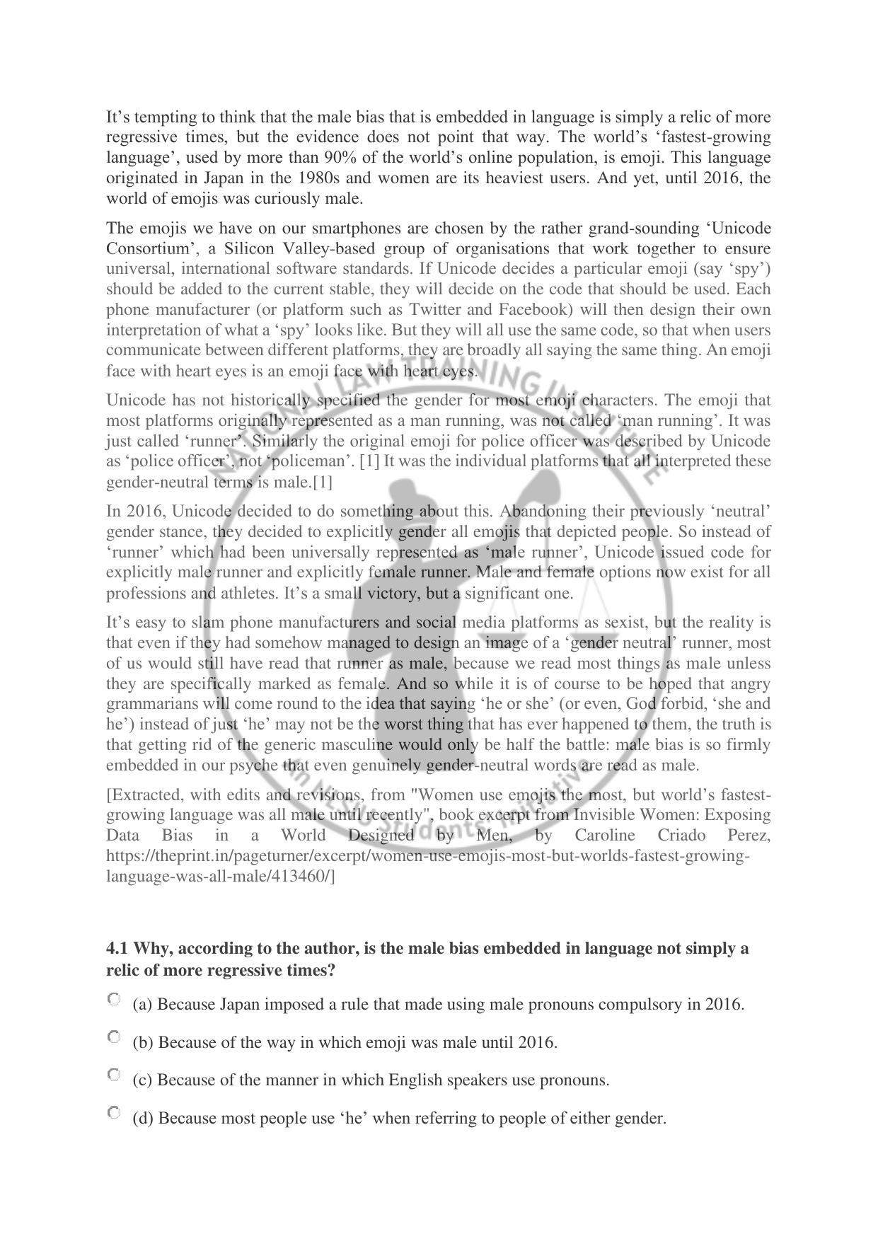 CLAT Sample Paper - IndCareer Docs