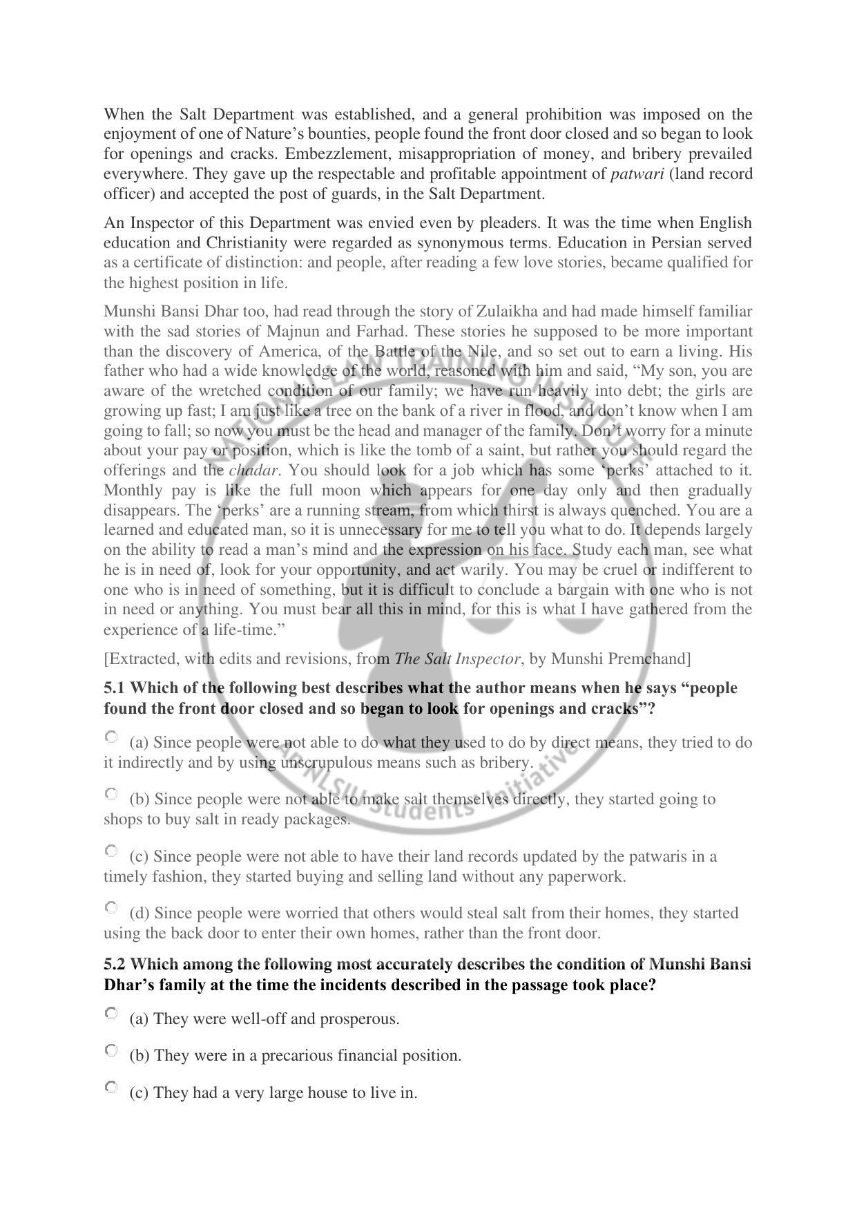 CLAT Sample Paper - IndCareer Docs