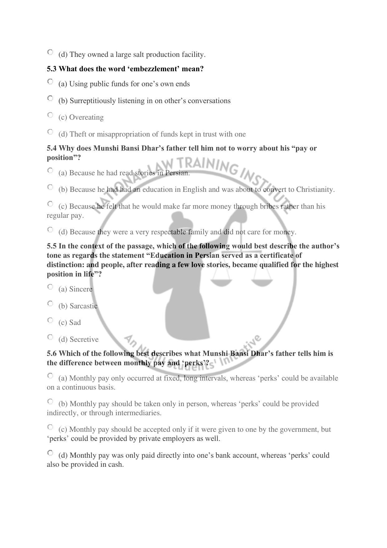 CLAT Sample Paper - IndCareer Docs