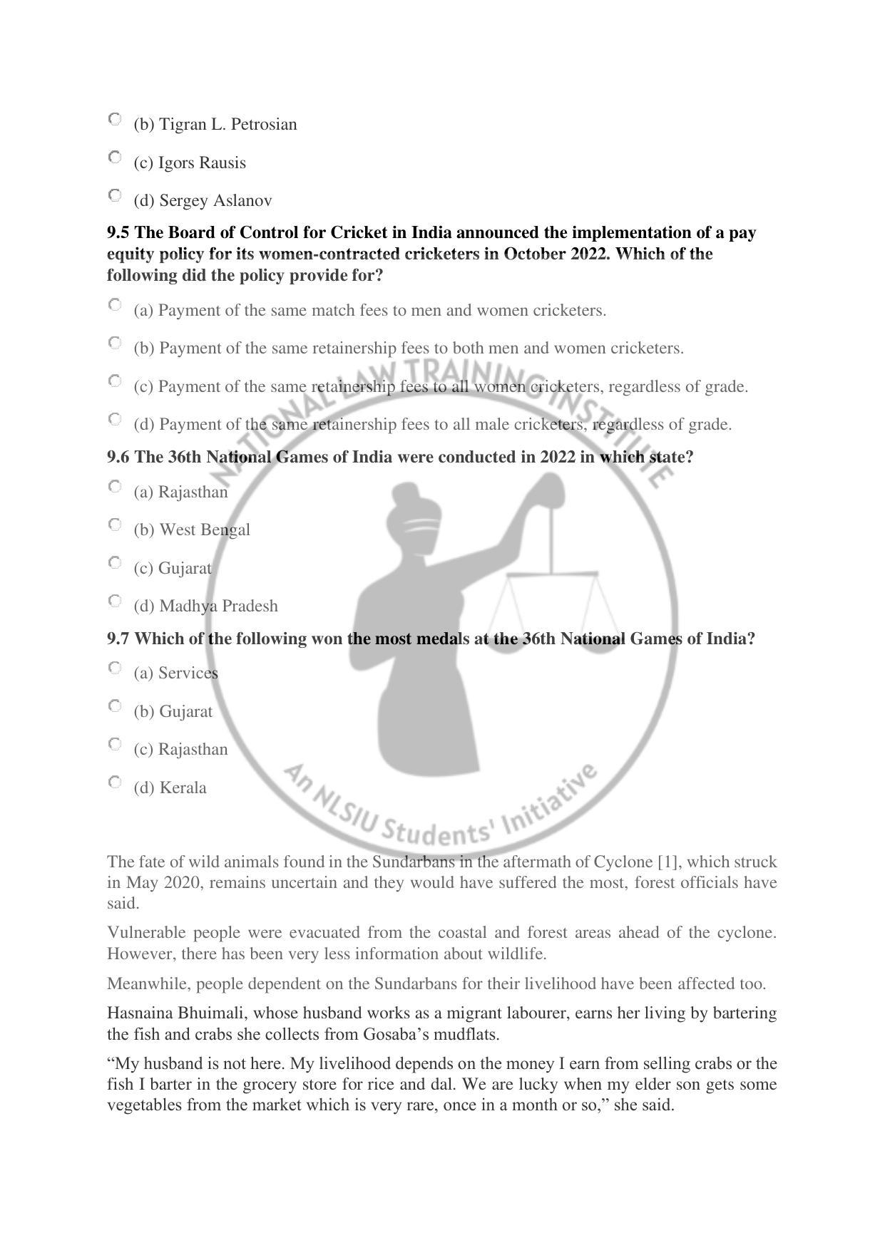 CLAT Sample Paper - IndCareer Docs