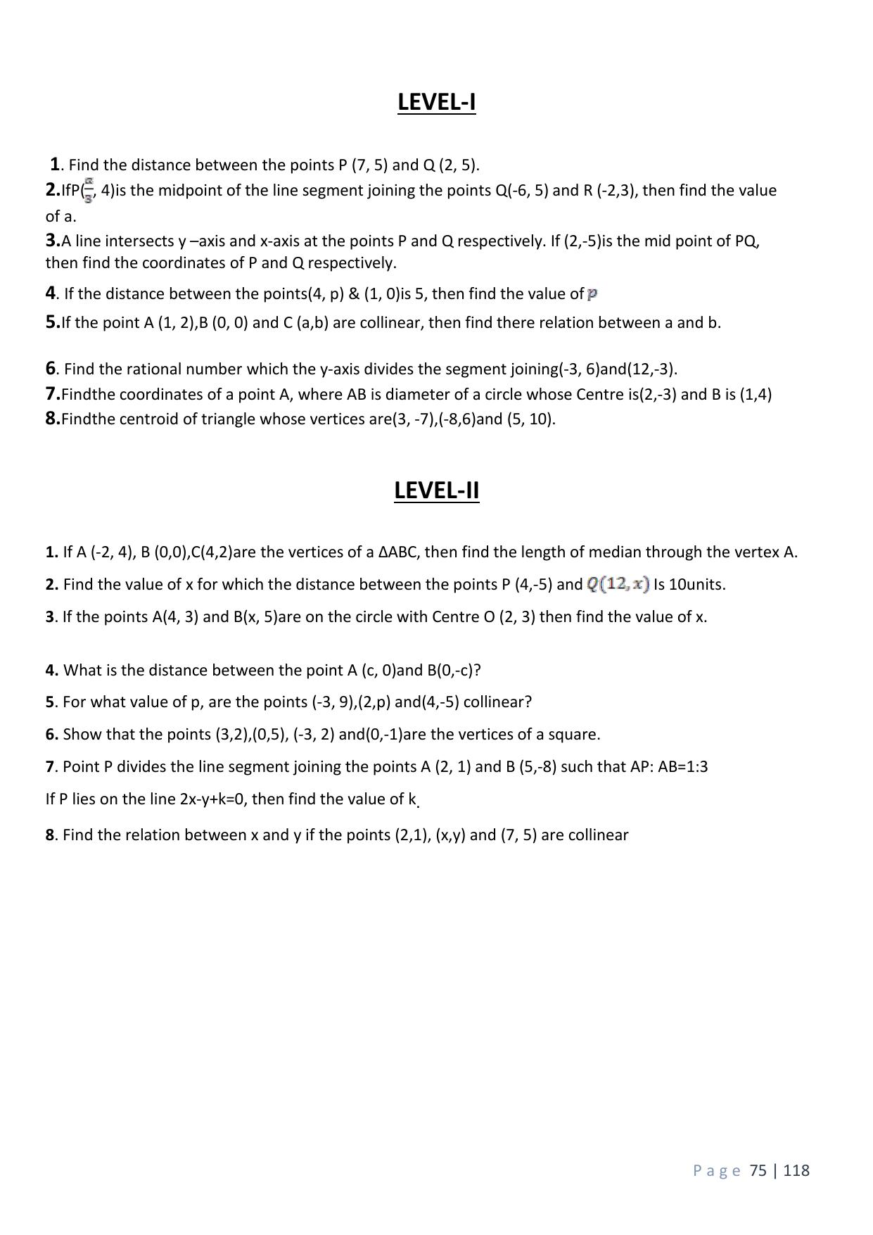 CBSE Worksheets for Class 10 Maths Coordinate Geometry Assignment 7 ...