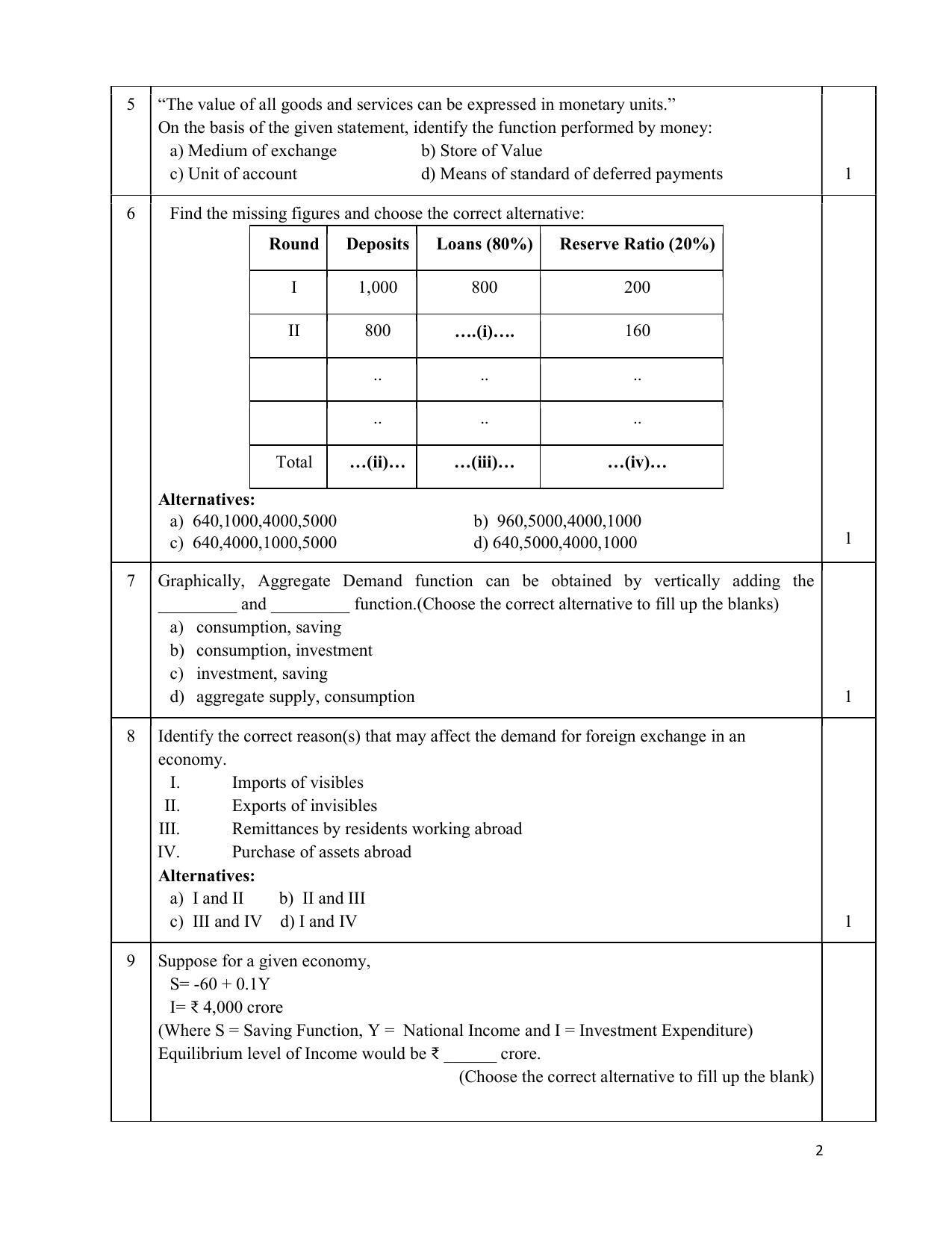 CBSE Class 12 Economics Sample Paper 2024 - IndCareer Schools