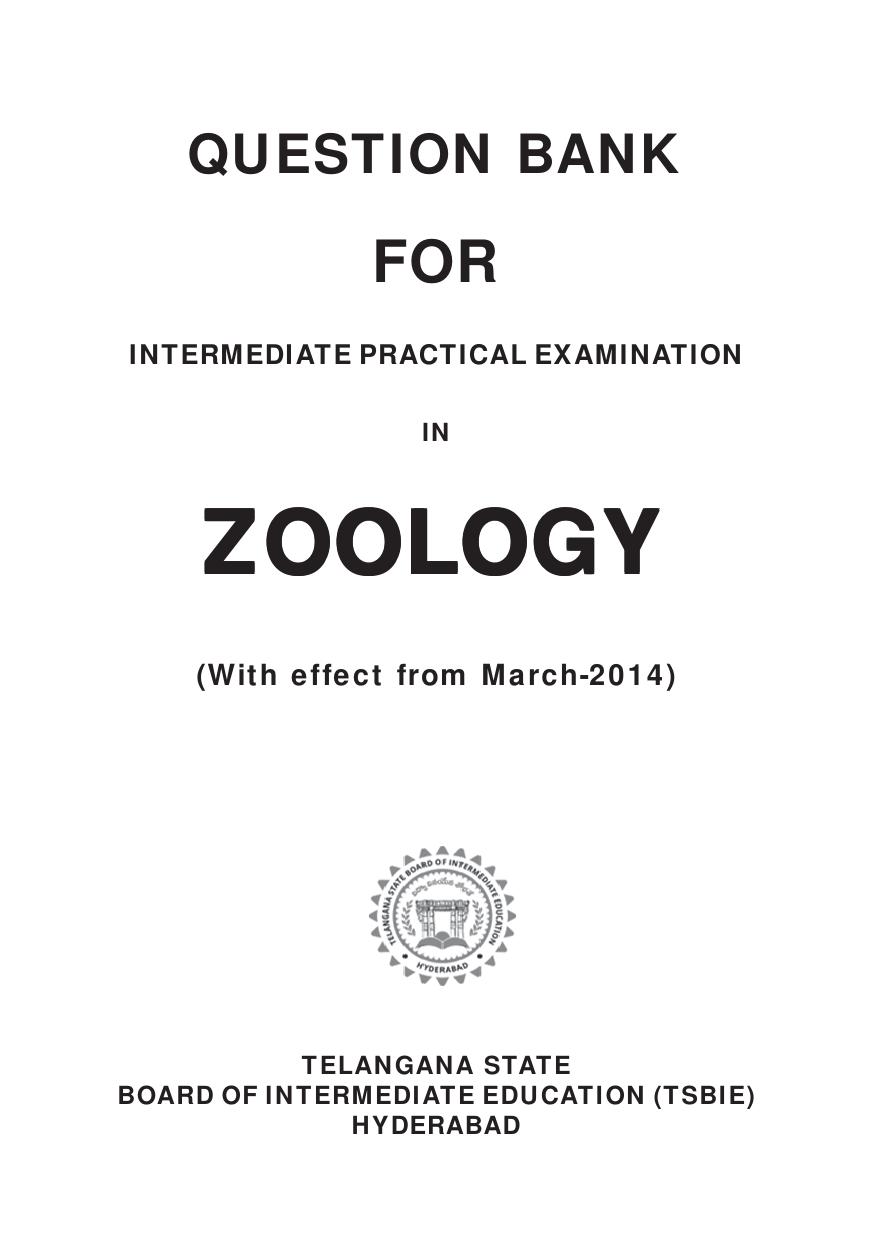 TS Intermediate Zoology Practicals Model Question Paper - IndCareer Docs