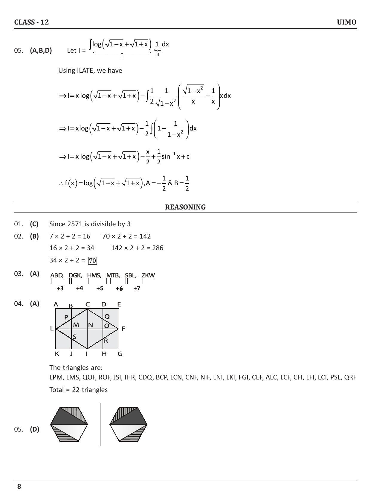 UIMO Class 12 2023 Sample Paper - IndCareer Docs