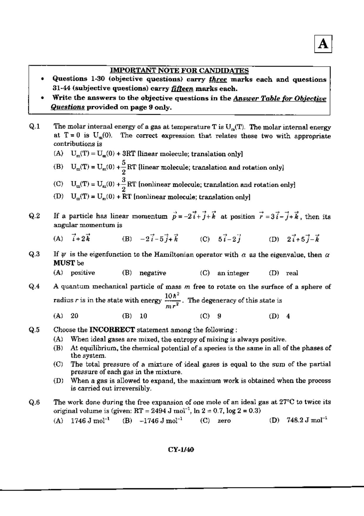 JAM 2010: CY Question Paper - IndCareer Docs