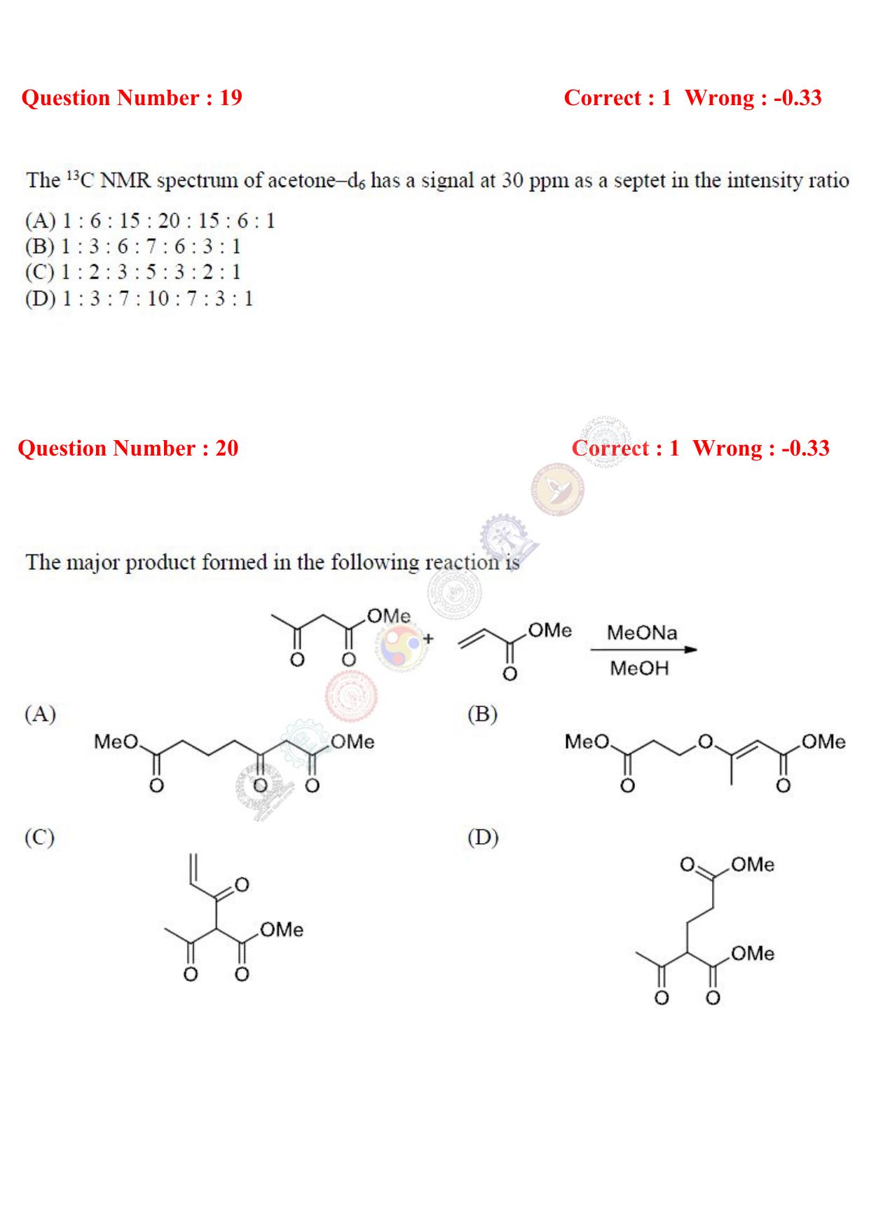 GATE 2017 Chemistry (CY) Question Paper with Answer Key - IndCareer Docs