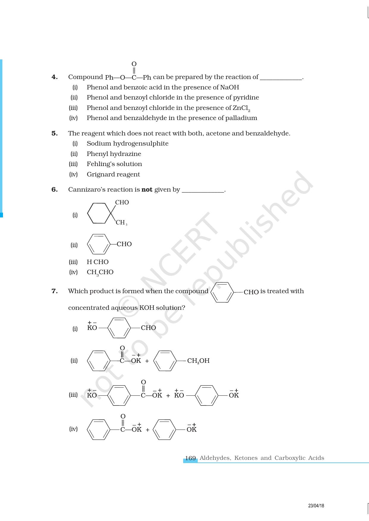 NCERT Exemplar Book for Class 12 Chemistry Chapter 12 Aldehydes ...