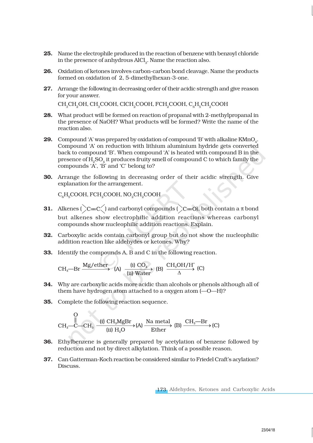 NCERT Exemplar Book for Class 12 Chemistry Chapter 12 Aldehydes ...