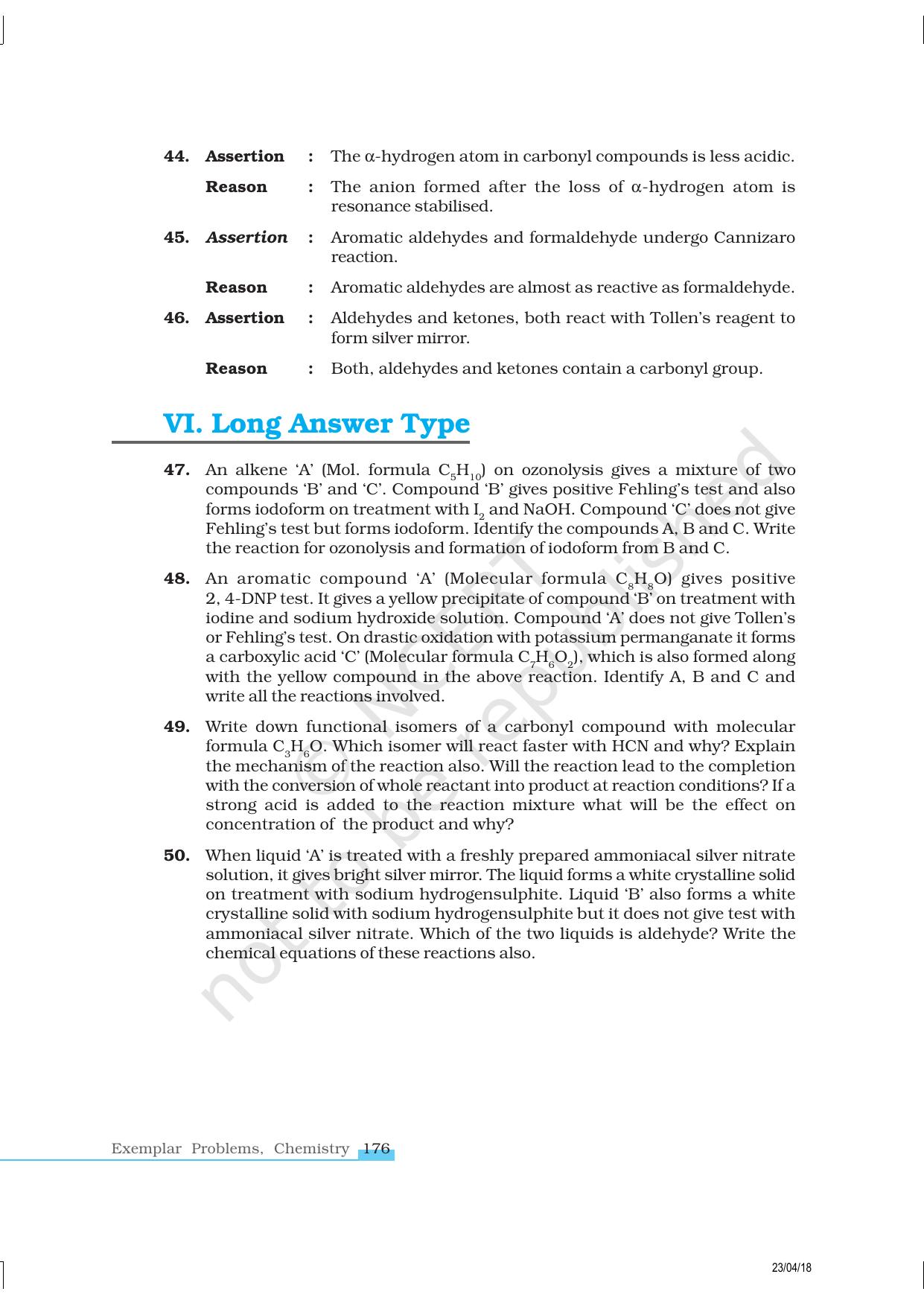 NCERT Exemplar Book for Class 12 Chemistry Chapter 12 Aldehydes ...