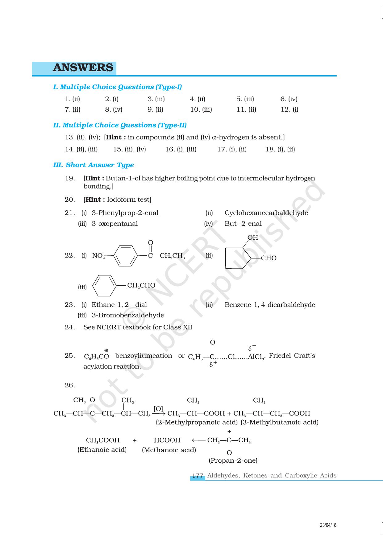 NCERT Exemplar Book for Class 12 Chemistry Chapter 12 Aldehydes ...