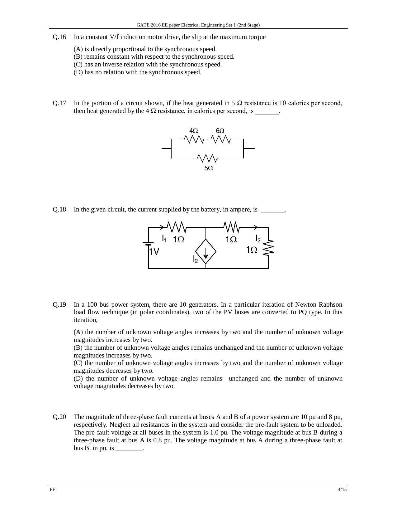 GATE 2016 Electrical Engineering (EE) Question Paper with Answer Key ...