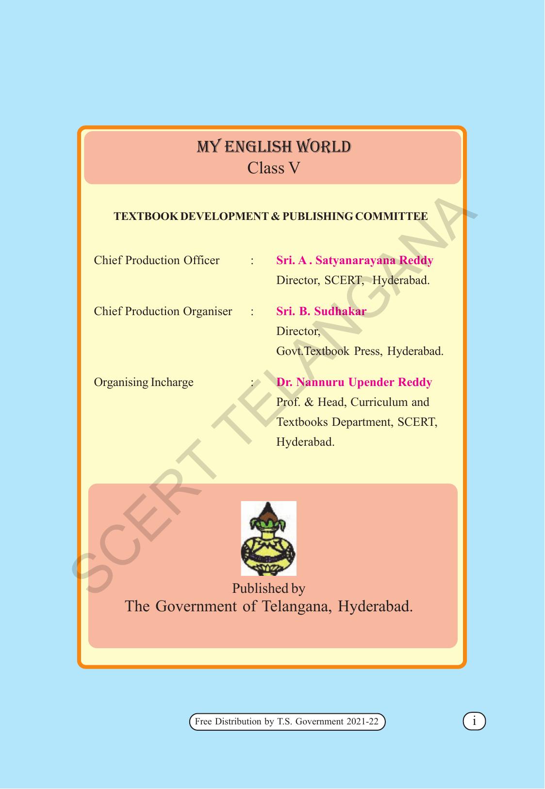 TS SCERT Class 5 English(English Medium) Text Book - IndCareer Docs