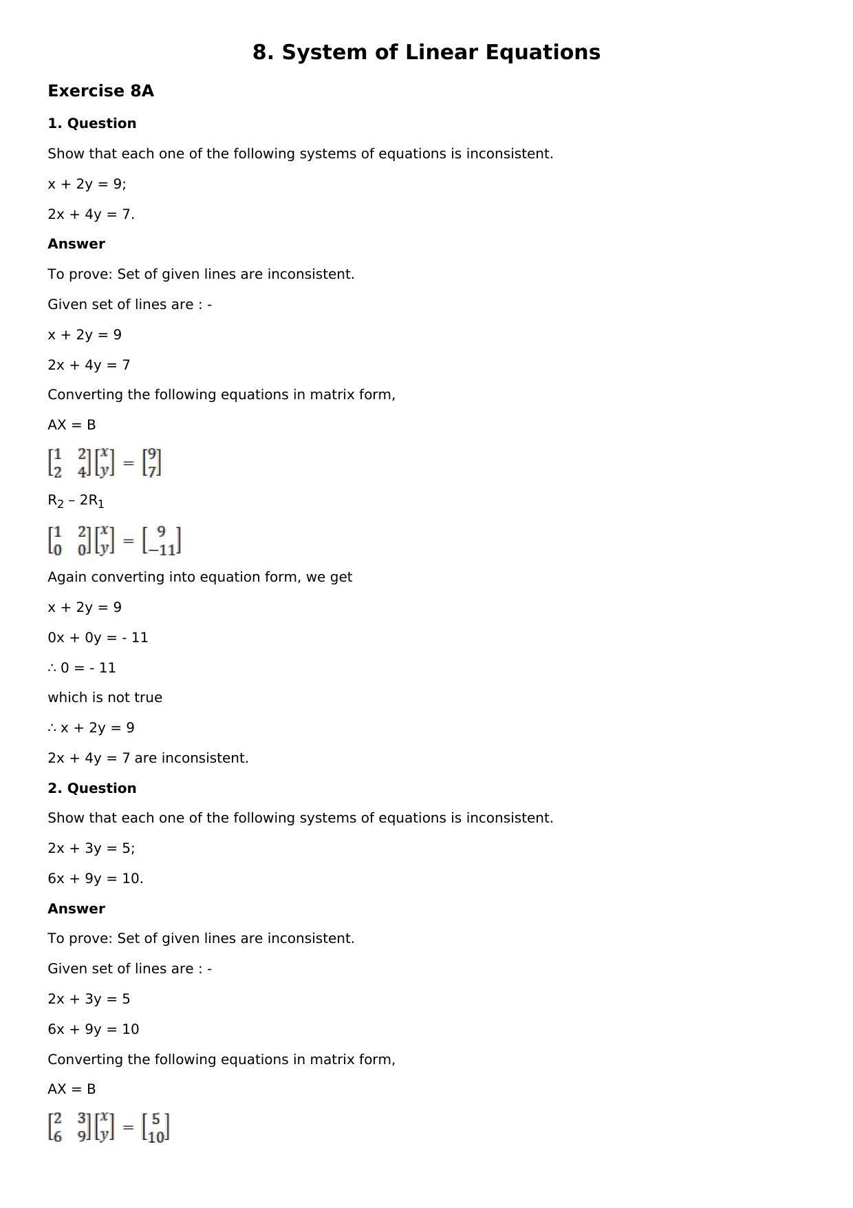 RS Aggarwal Solutions for 12th Class Maths Chapter 8-System of Linear Equations - IndCareer Schools