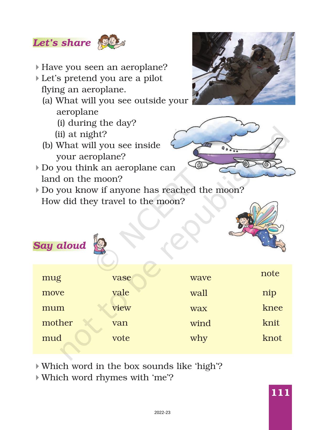 NCERT Book for Class 1 English (Marigold):Unit 10 Poem-Flying-man ...