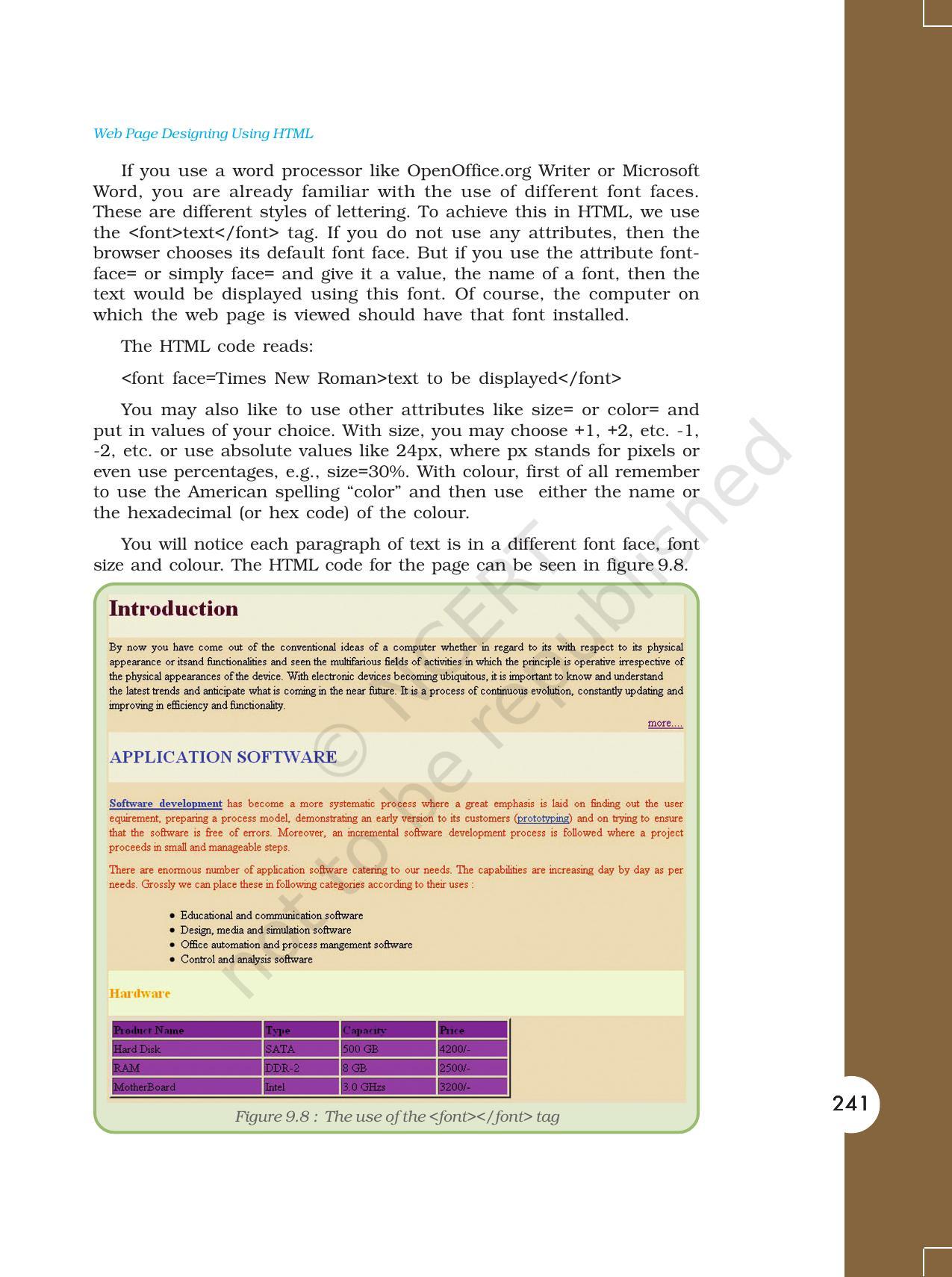 NCERT Book for Class 11 Computers Chapter 9 Web Page Designing Using HTML
