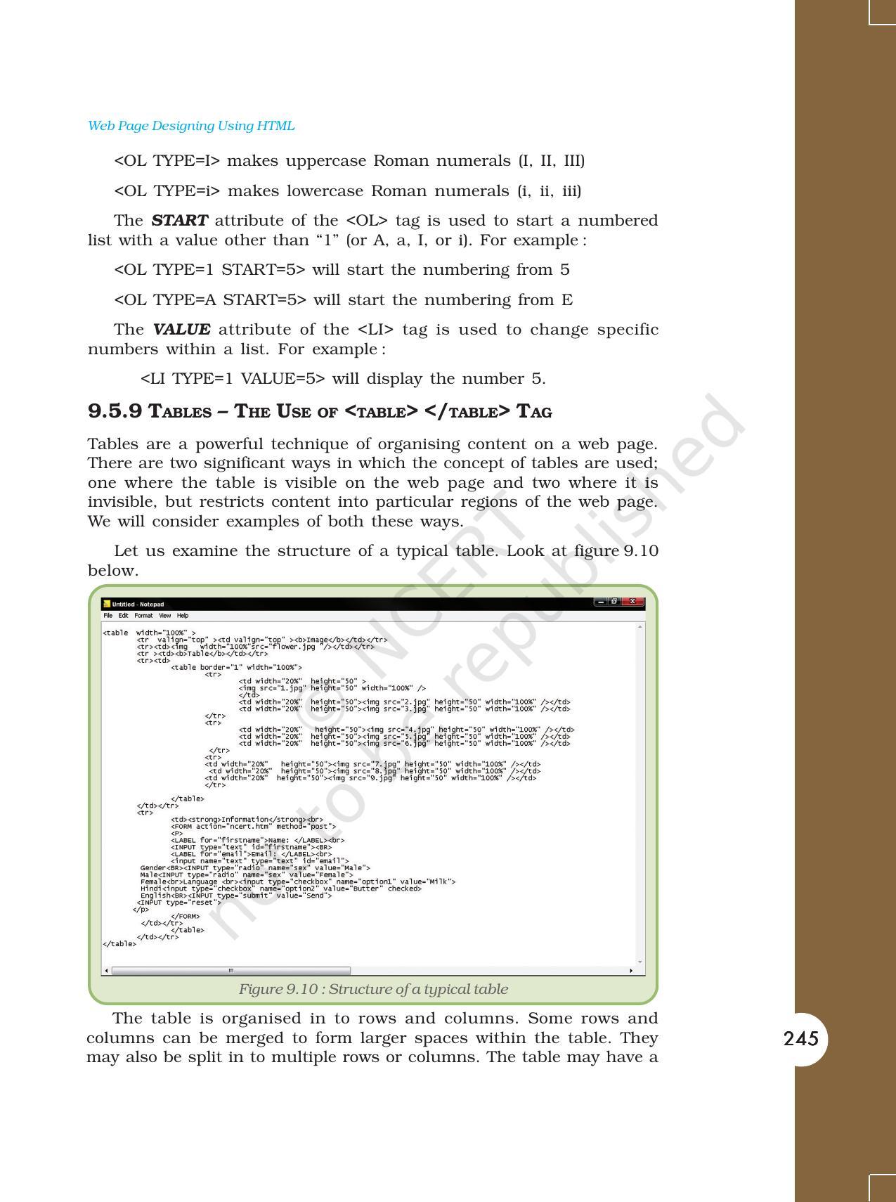 NCERT Book for Class 11 Computers Chapter 9 Web Page Designing Using HTML
