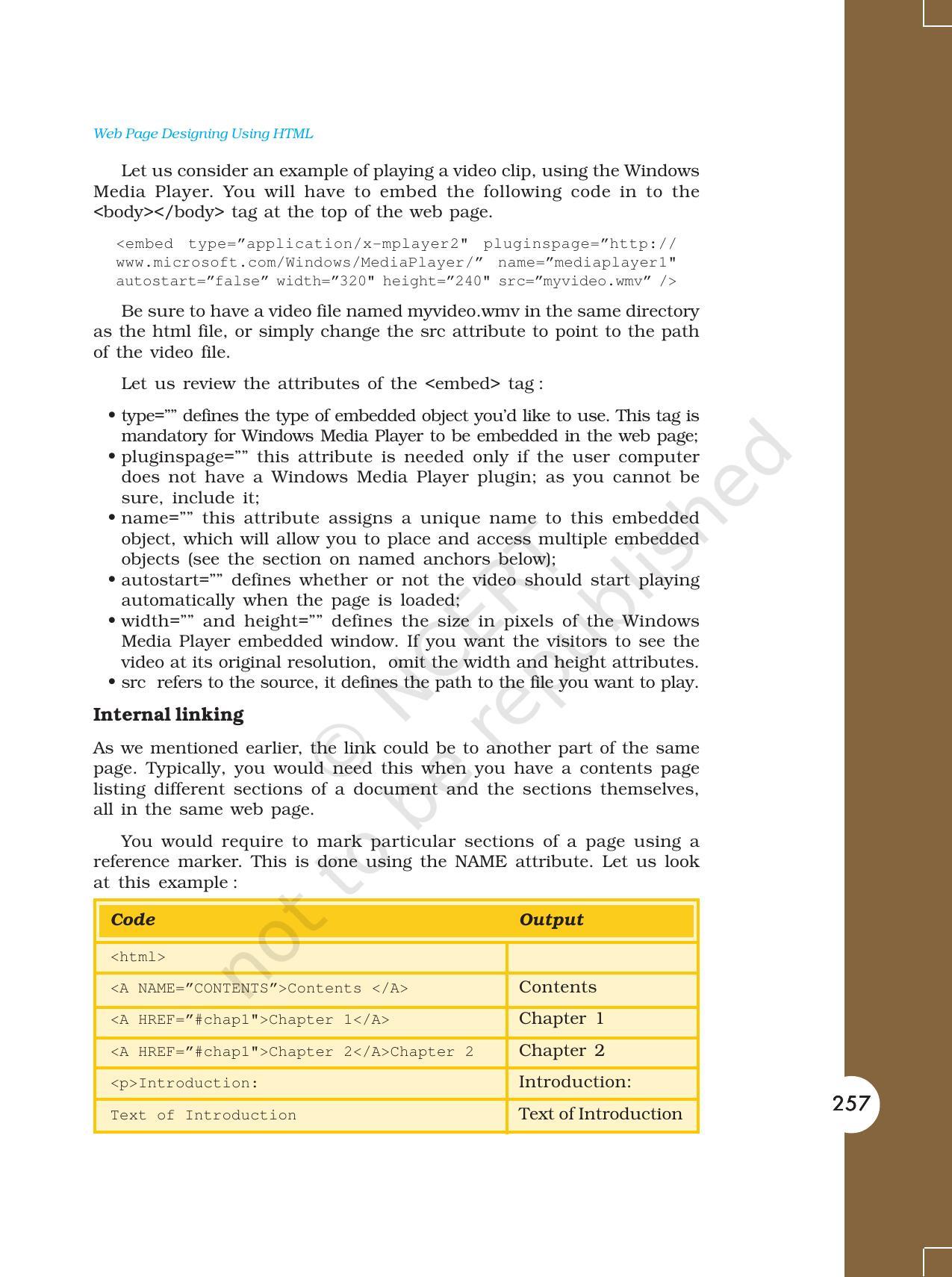 NCERT Book for Class 11 Computers Chapter 9 Web Page Designing Using HTML